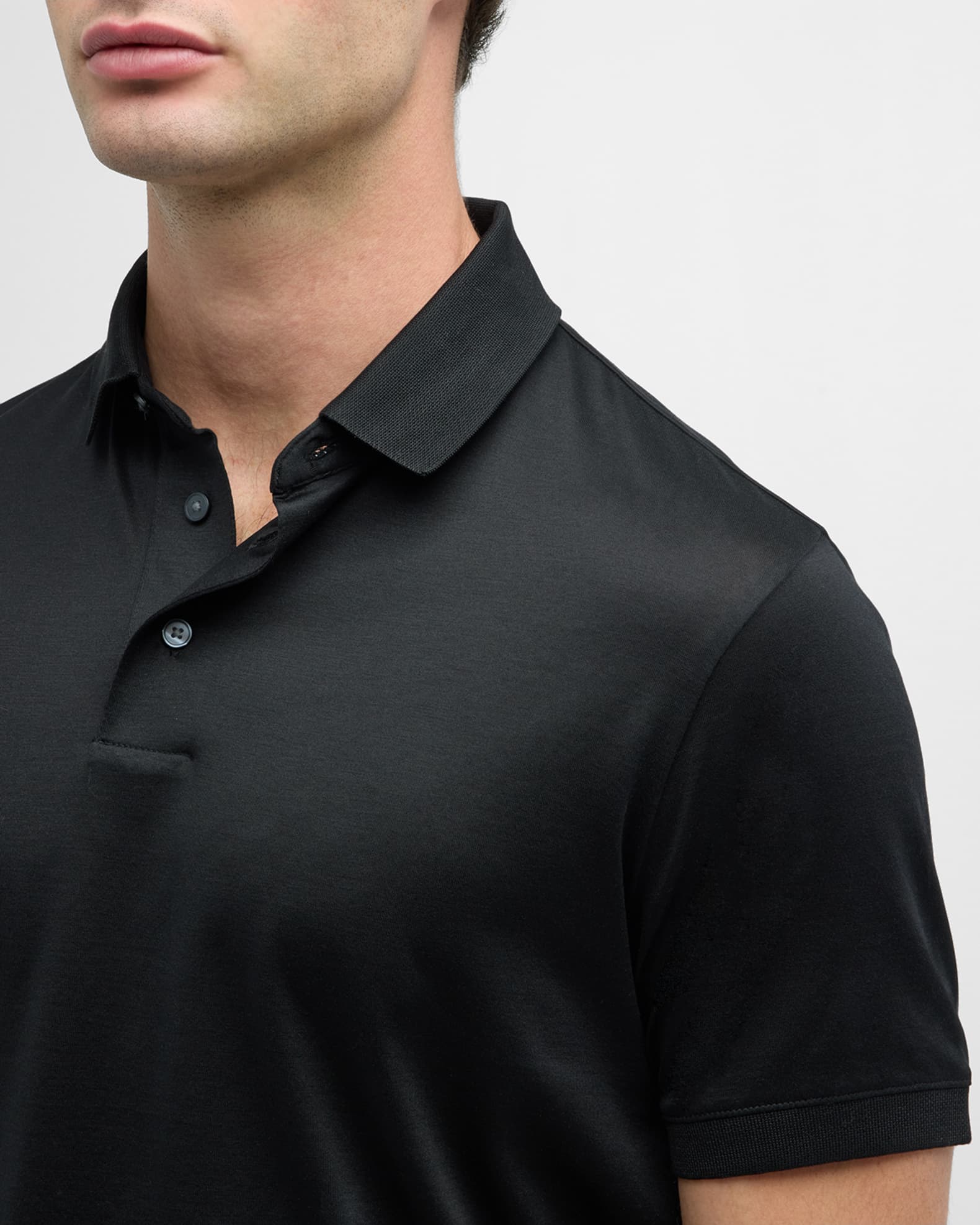 Emporio Armani Men's Solid Jersey-Stretch Polo Shirt | Neiman Marcus