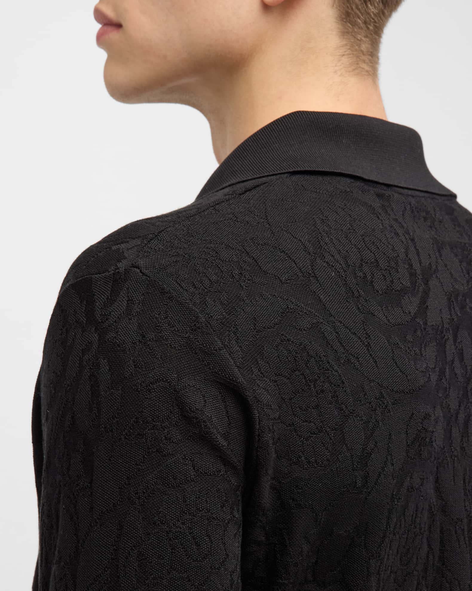 Versace Men's Tonal Barocco Knit Polo Shirt | Neiman Marcus