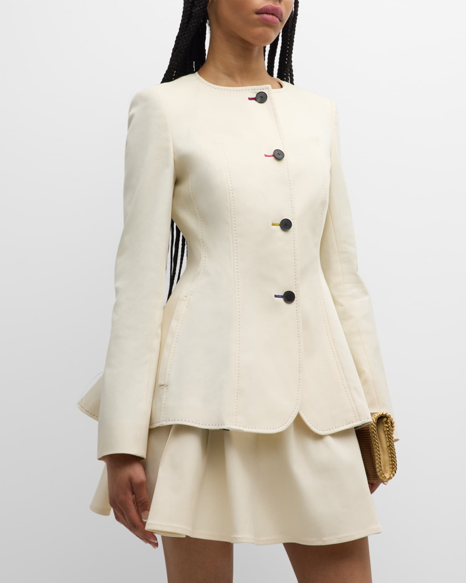 Jonathan Cohen Colorful Topstitched Single-Breasted Fitted Jacket ...