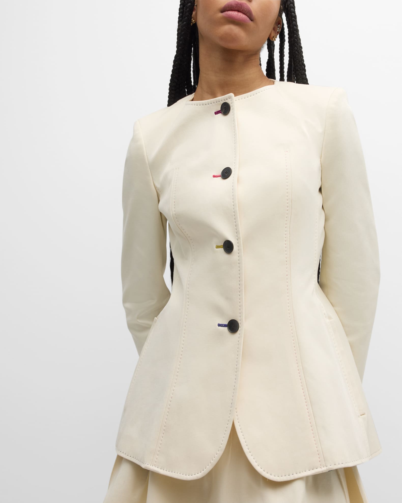 Jonathan Cohen Colorful Topstitched Single-Breasted Fitted Jacket ...