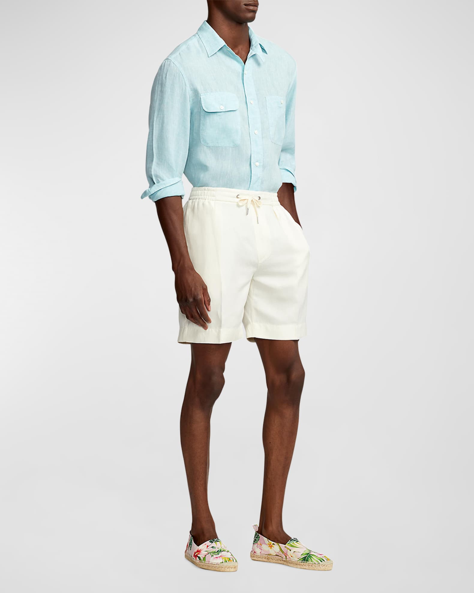 Ralph Lauren Purple Label Men's Cassis Linen Chambray Shirt | Neiman Marcus