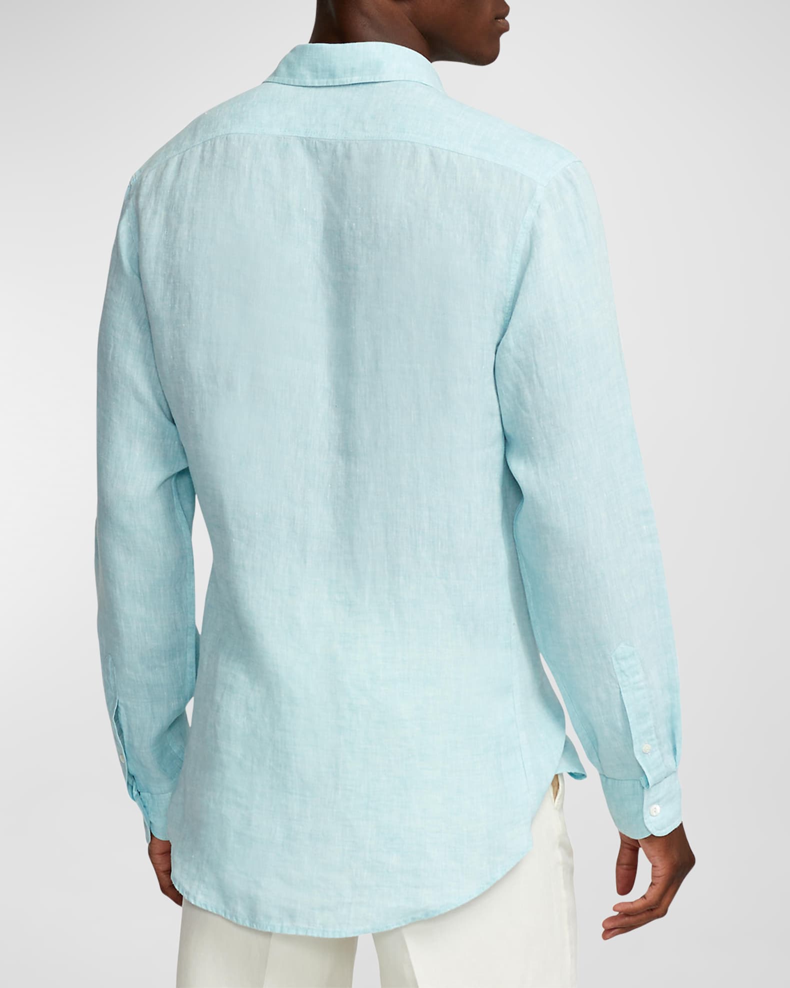 Ralph Lauren Purple Label Men's Cassis Linen Chambray Shirt | Neiman Marcus