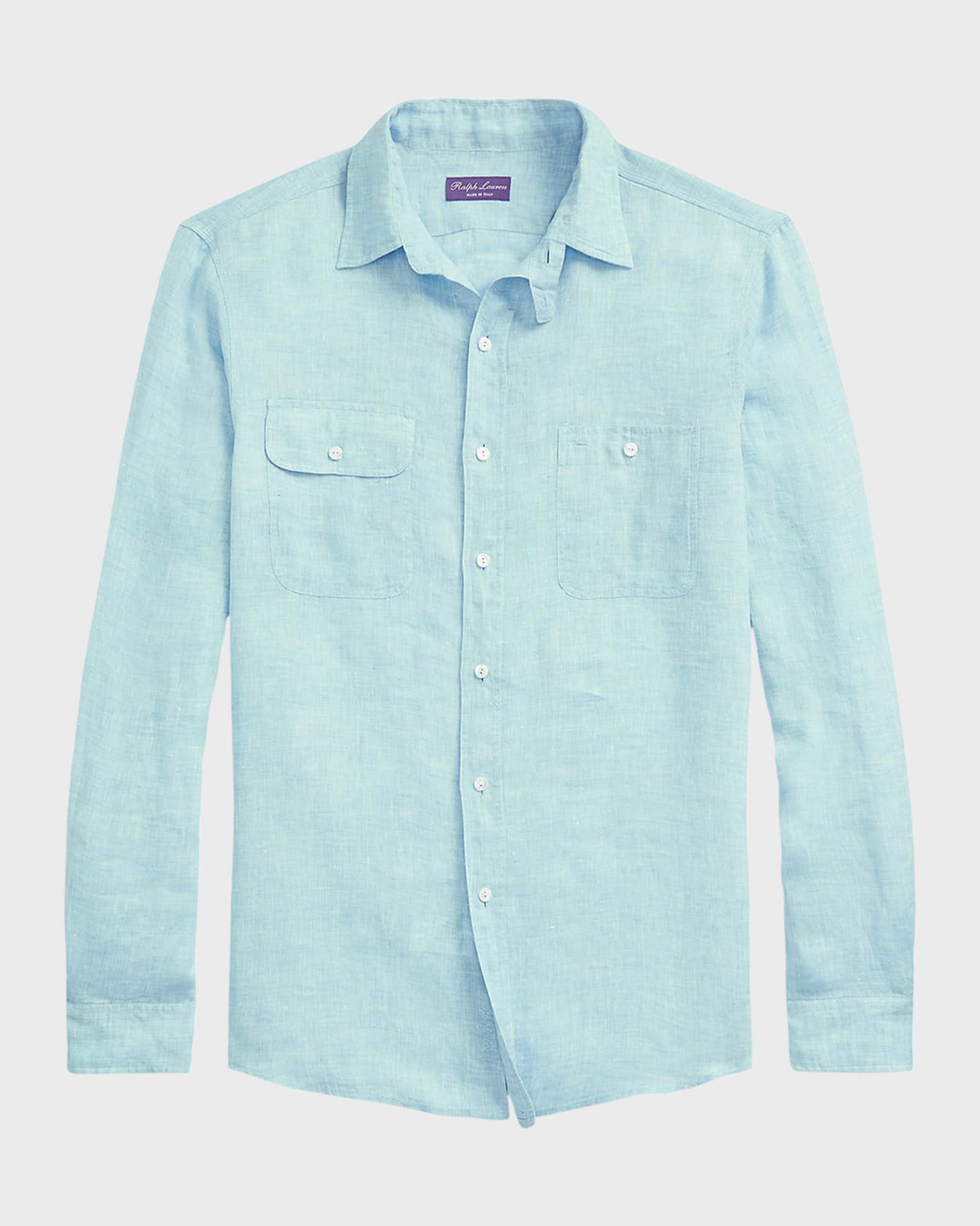 Ralph Lauren Purple Label Men's Cassis Linen Chambray Shirt | Neiman Marcus
