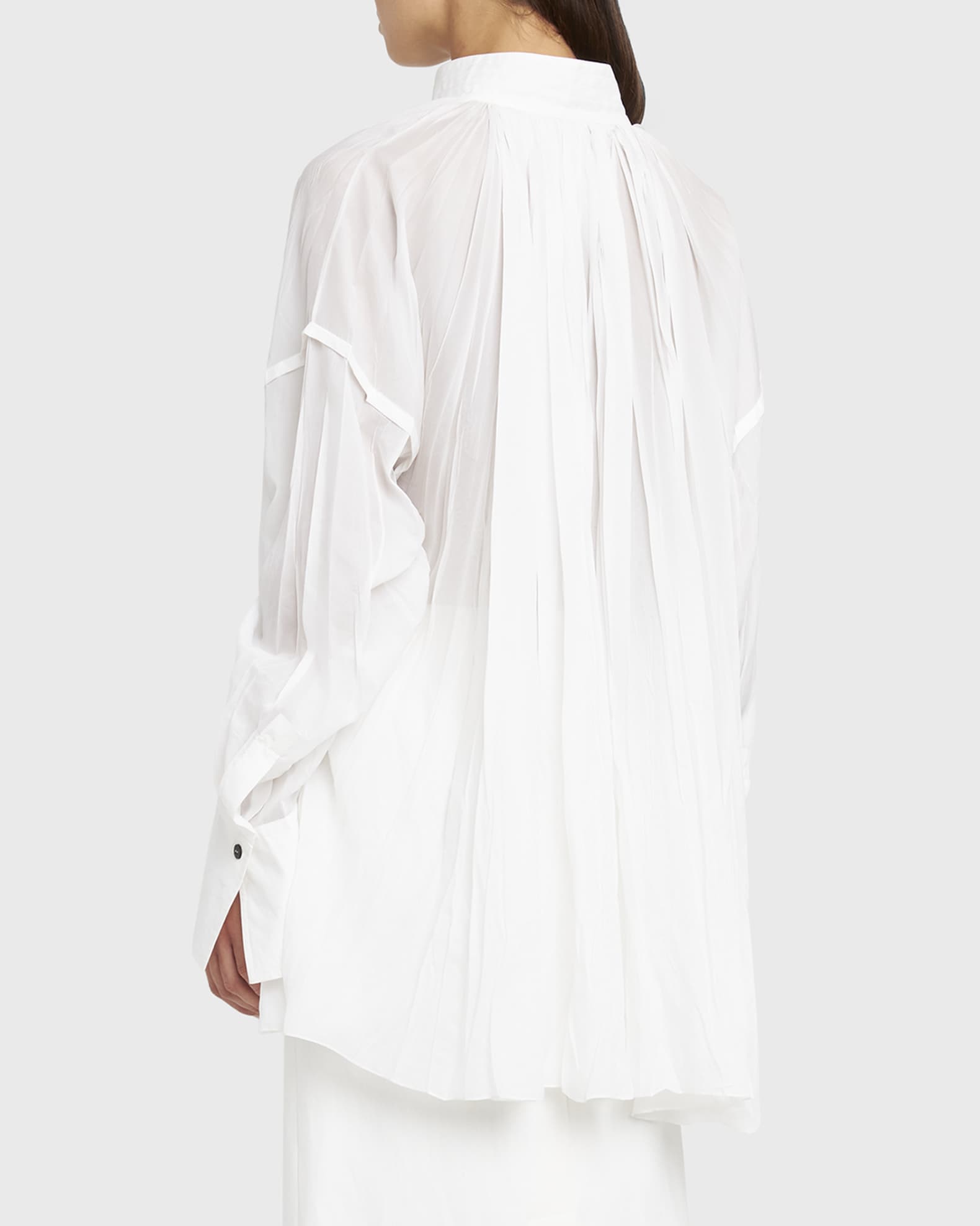 Ferragamo Organza Plunging V-Neck Blouse | Neiman Marcus