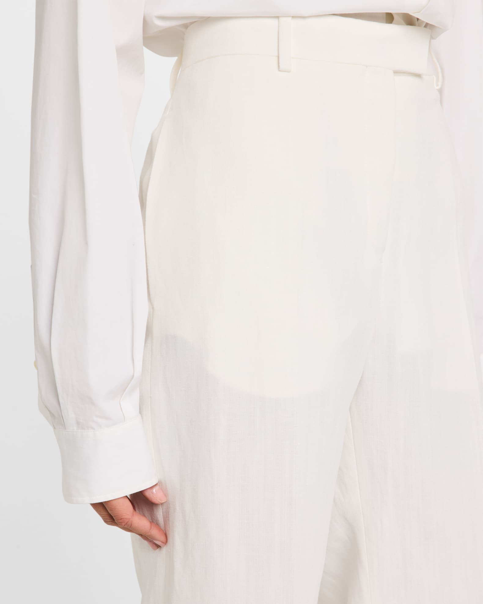 Ferragamo Linen Toile Straight-Leg Pants | Neiman Marcus