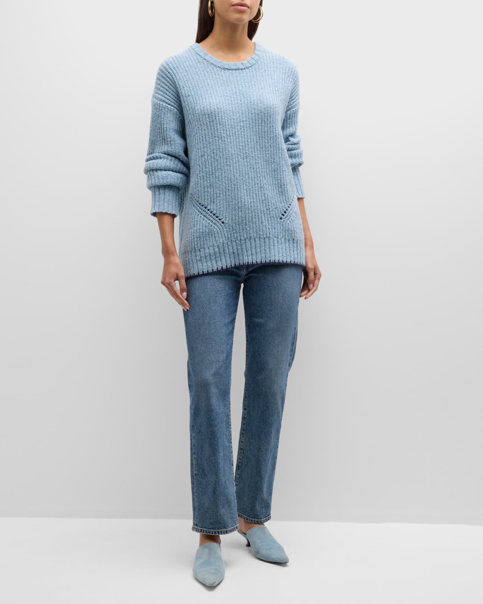 ATM Anthony Thomas Melillo Heather Merino Wool-Blend Crewneck Sweater ...