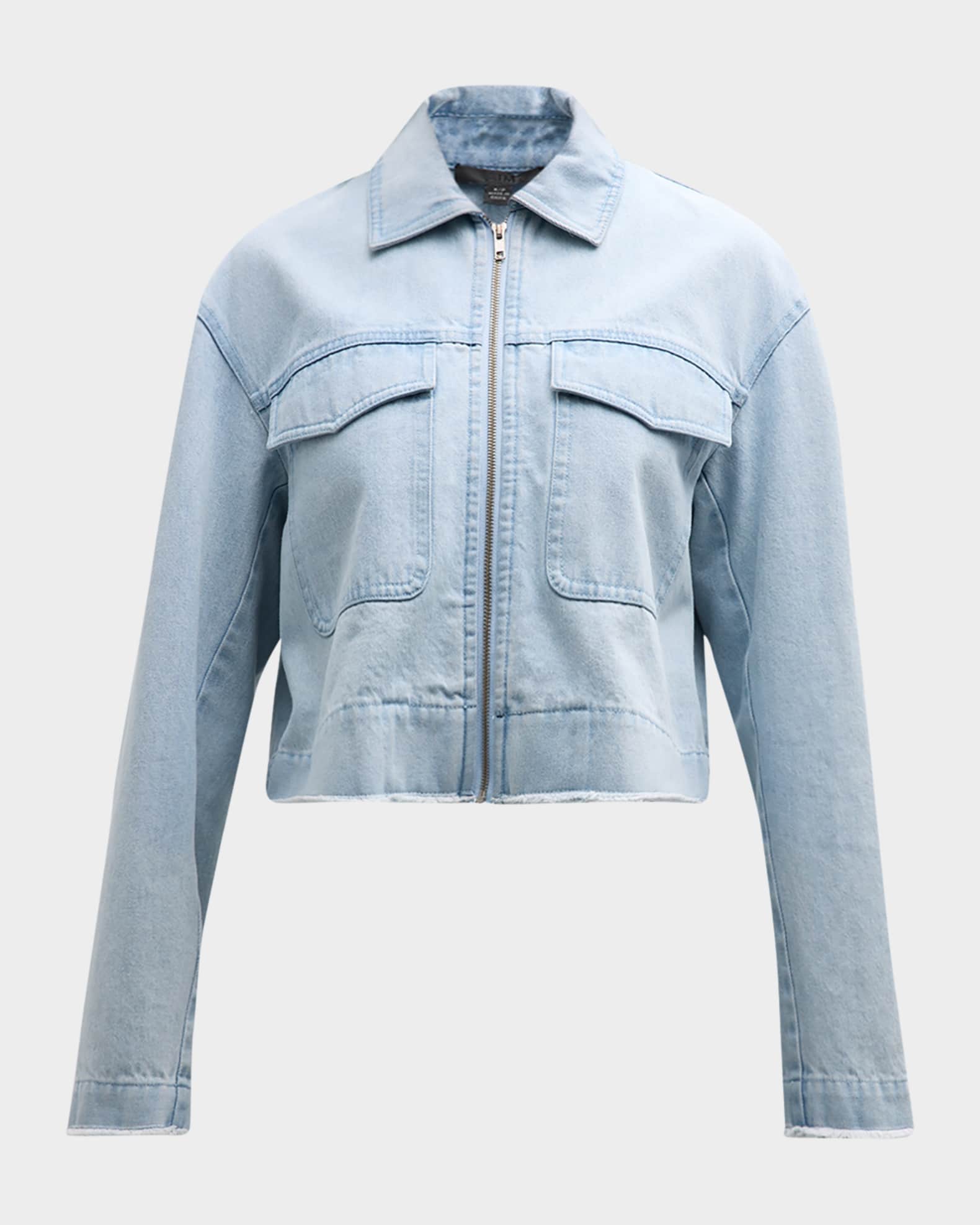 ATM Anthony Thomas Melillo Washed Denim Cropped Jacket | Neiman Marcus