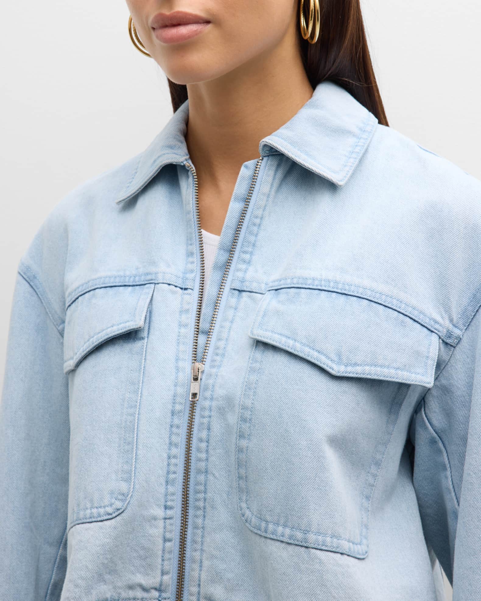 ATM Anthony Thomas Melillo Washed Denim Cropped Jacket | Neiman Marcus