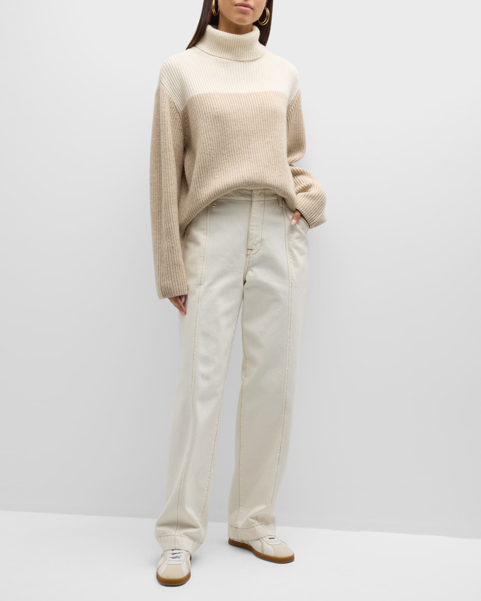 ATM Anthony Thomas Melillo Wool-Blend Colorblock Turtleneck Sweater ...