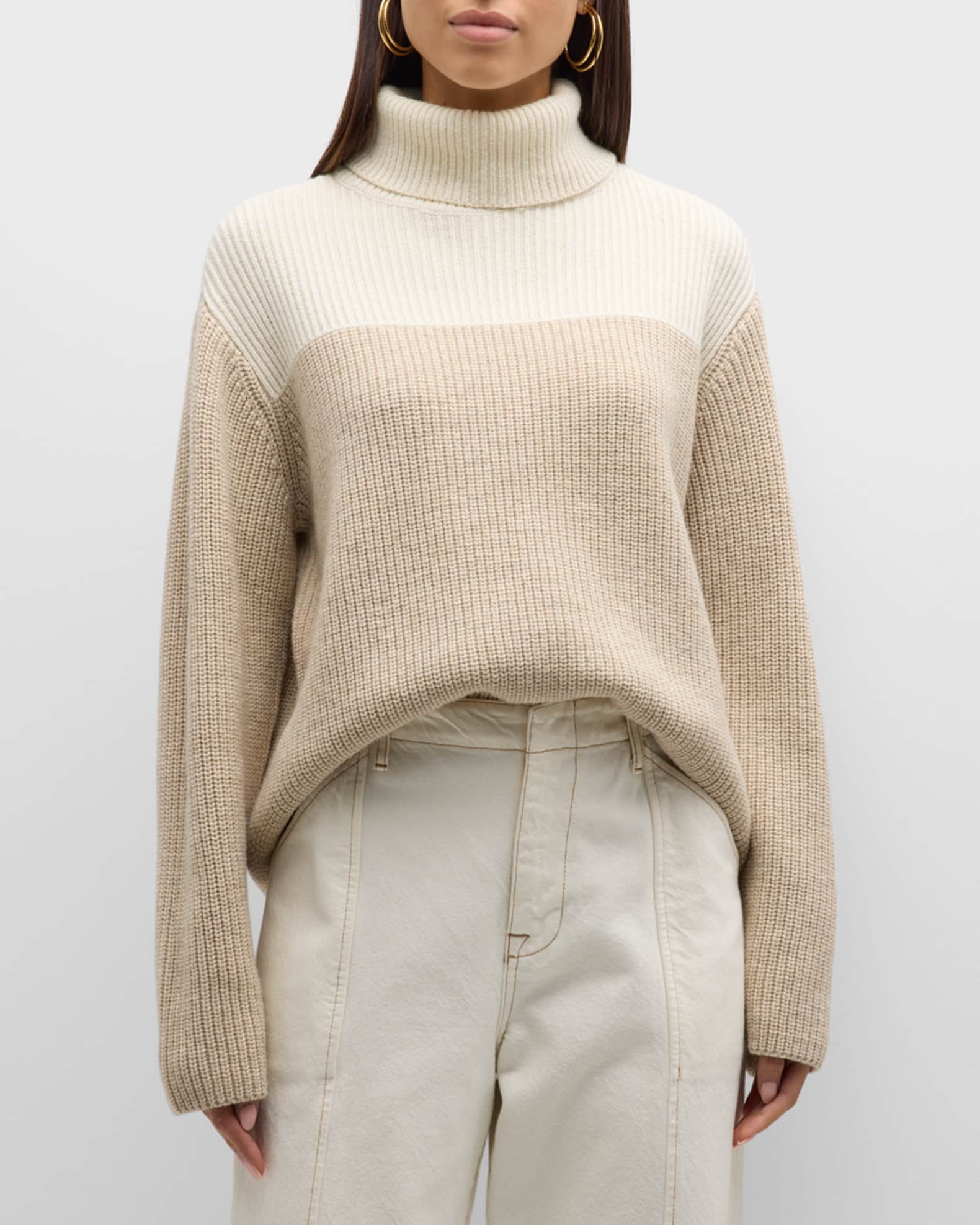 ATM Anthony Thomas Melillo Wool-Blend Colorblock Turtleneck Sweater ...