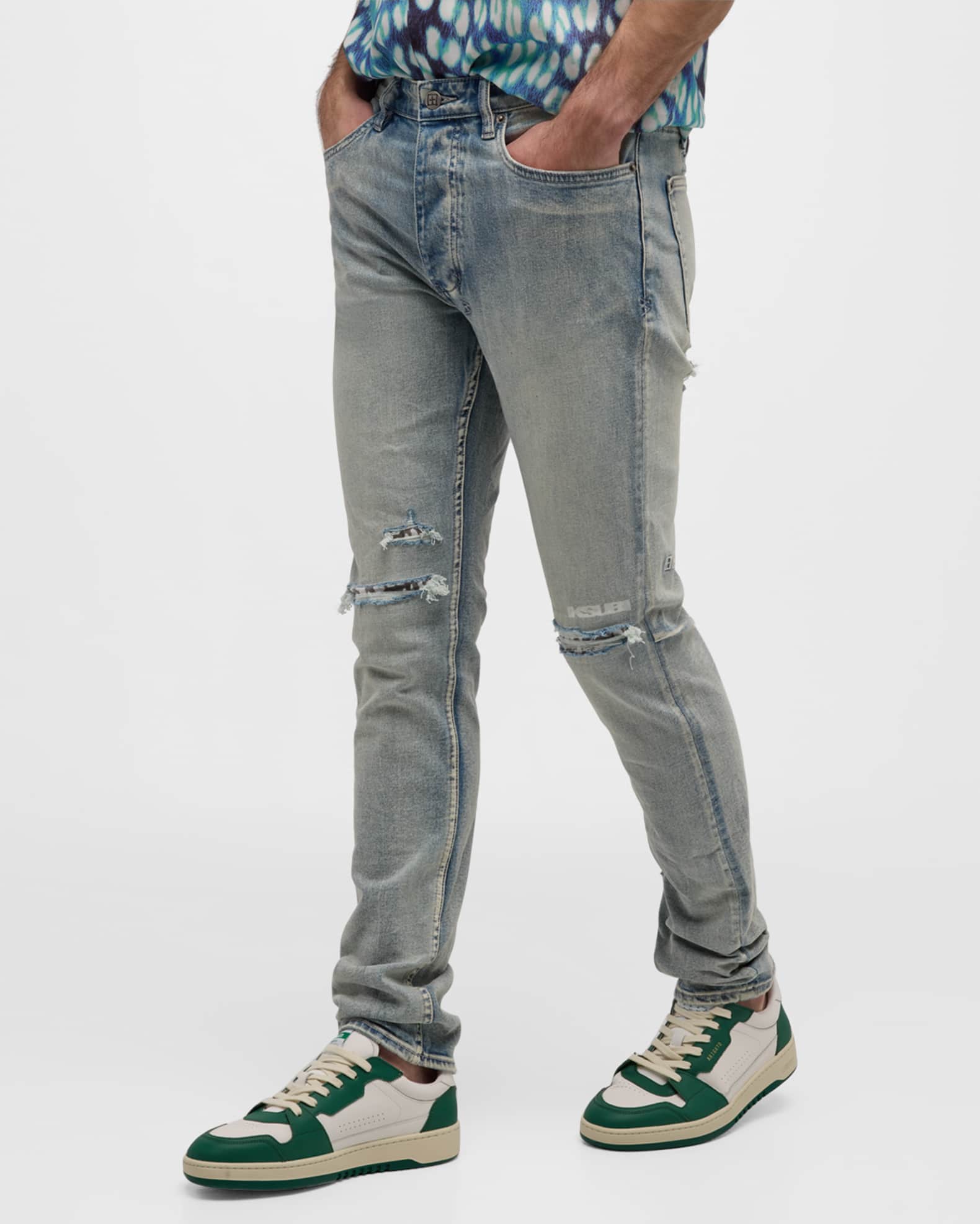 Ksubi Men's Chitch Punk Blue Shred Jeans | Neiman Marcus