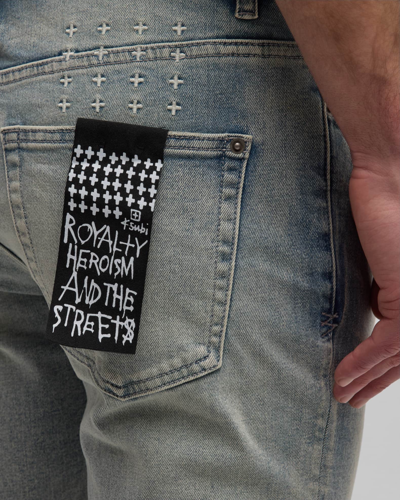 Ksubi Men's Chitch Punk Blue Shred Jeans | Neiman Marcus