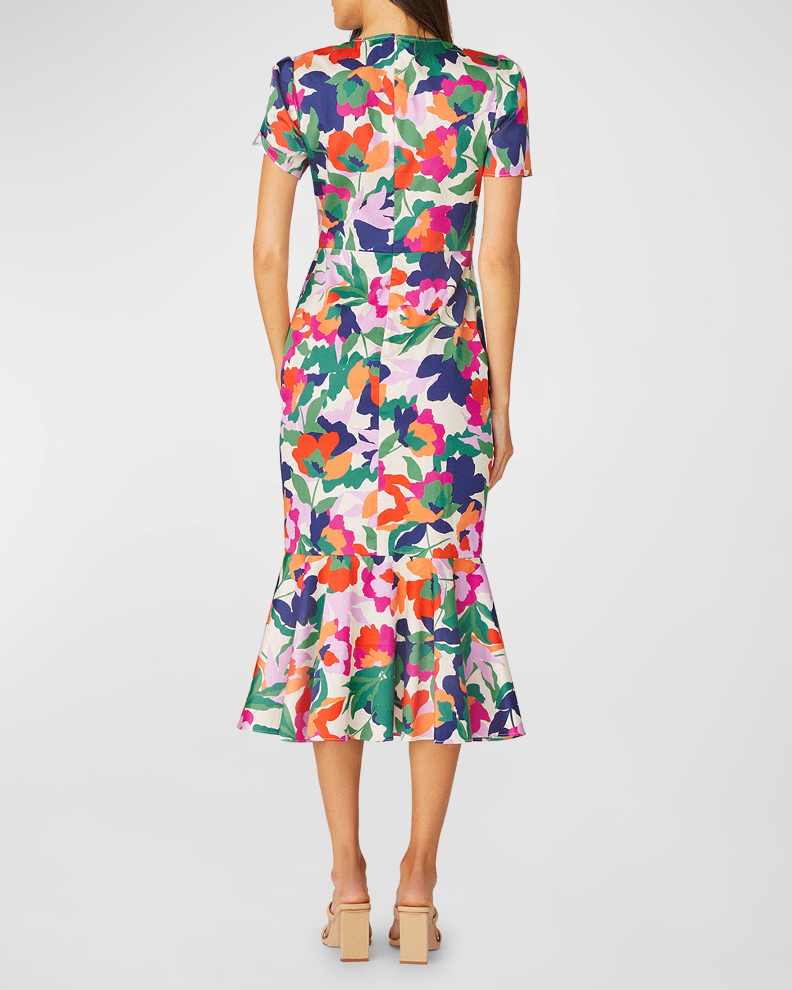 Shoshanna Thompson Floral-Print Flounce Midi Dress | Neiman Marcus