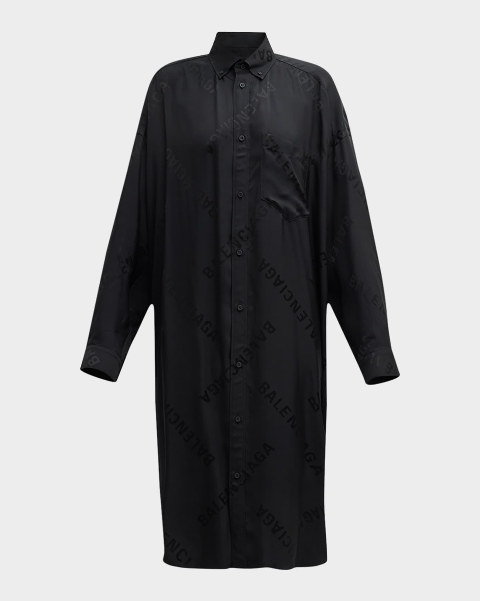 Balenciaga Bal Diagonal Allover Long Sleeve Cocoon Dress | Neiman Marcus