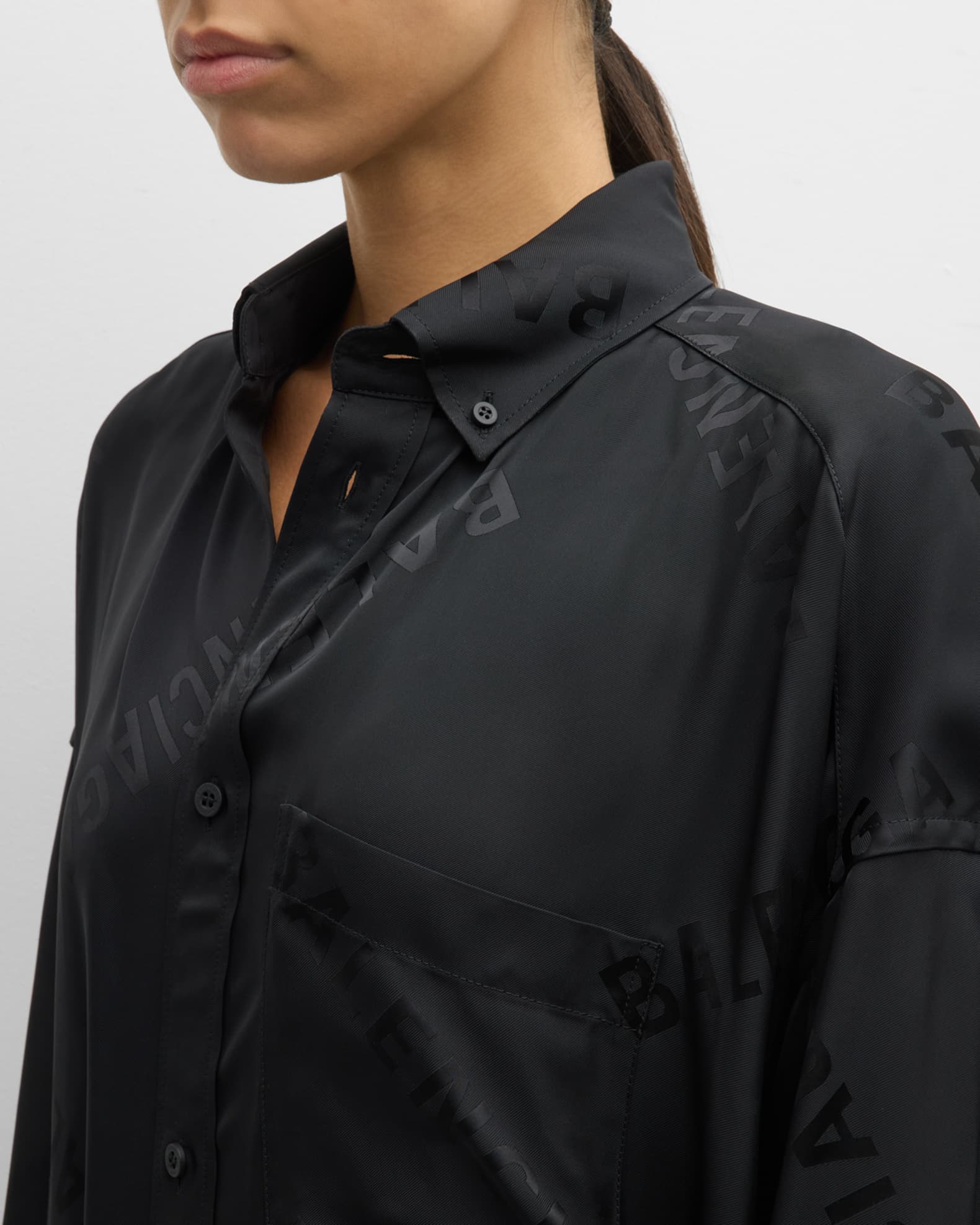 Balenciaga Bal Diagonal Allover Long Sleeve Cocoon Dress | Neiman Marcus