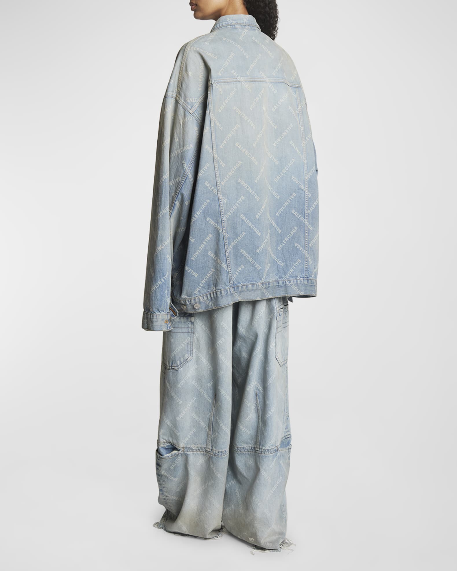 Balenciaga Bal Diagonal Allover Oversized Jacket | Neiman Marcus