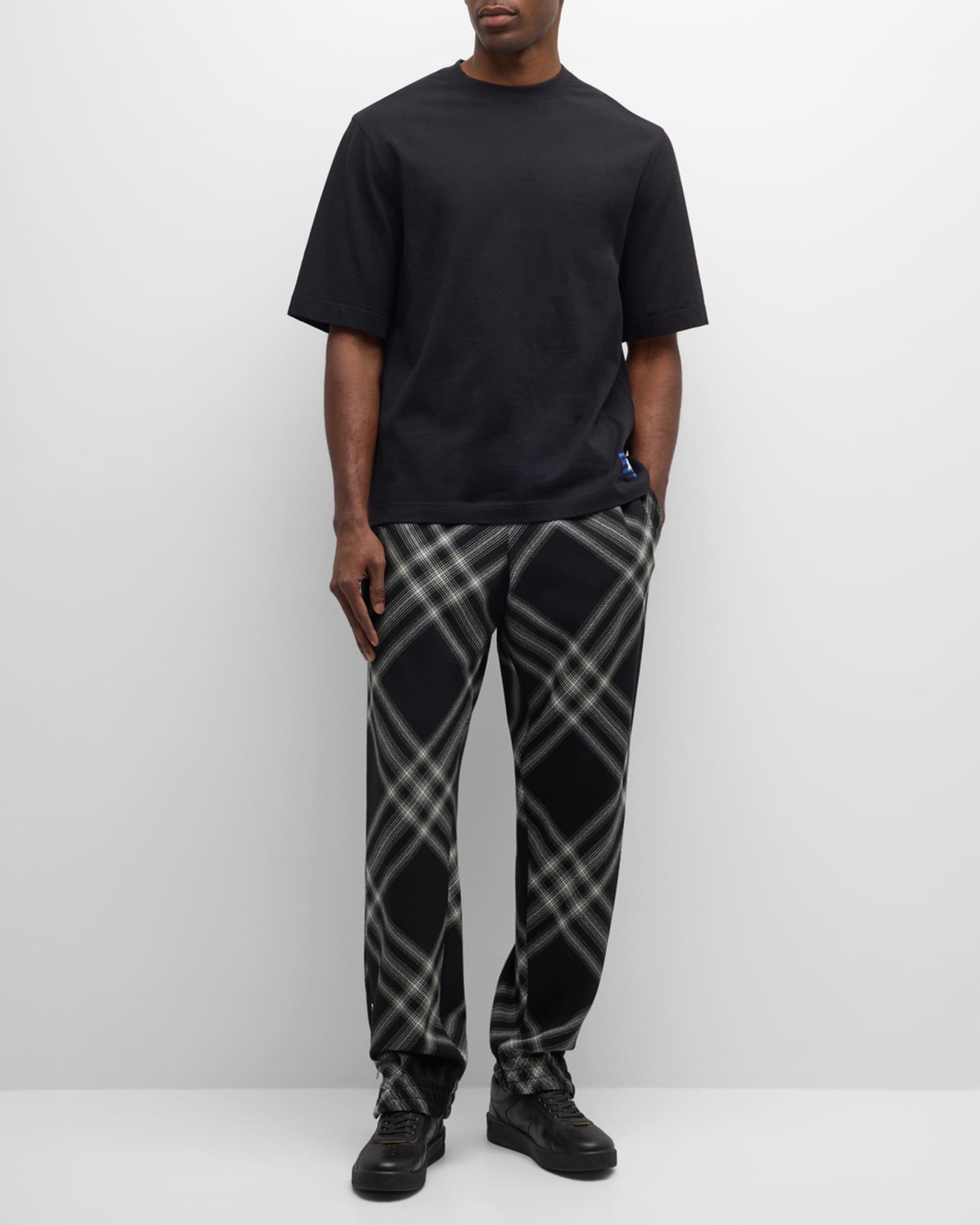 Burberry Men's Wool Check Jogger Pants | Neiman Marcus