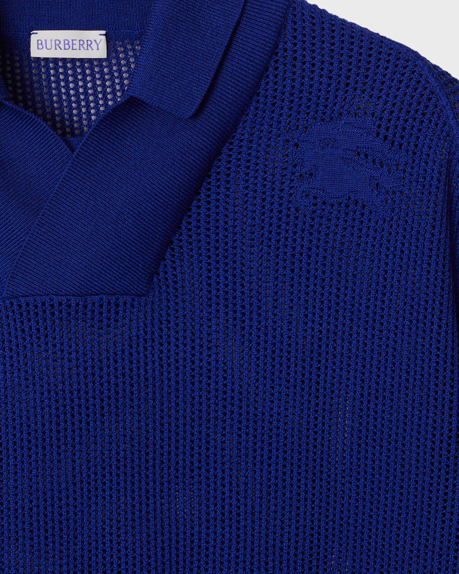 Burberry Men's Mesh Knit Polo Shirt | Neiman Marcus