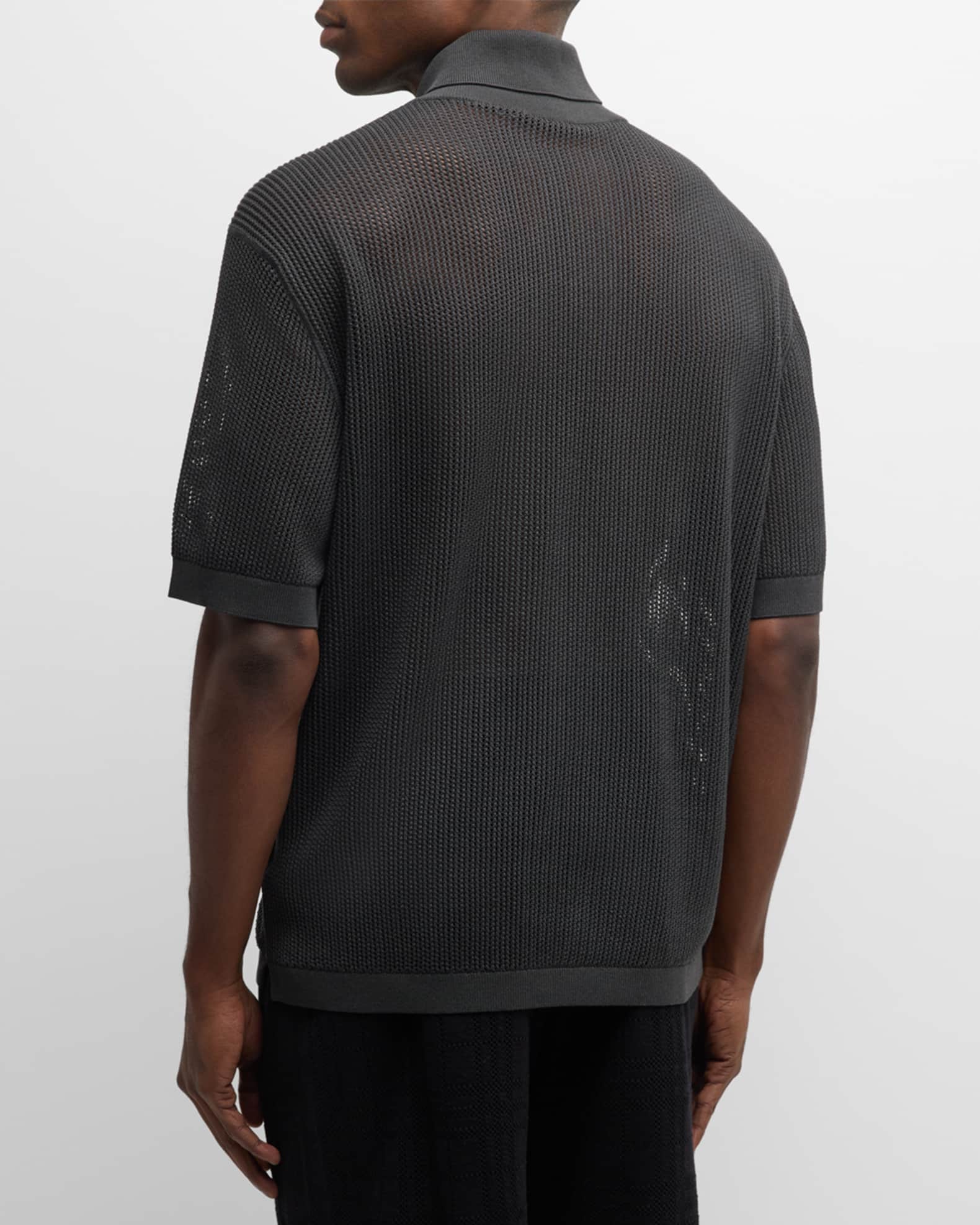 Burberry Men's Mesh Knit Polo Shirt | Neiman Marcus