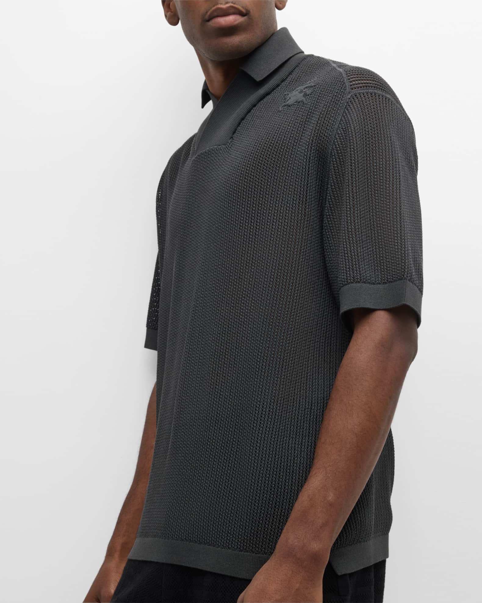 Burberry Men's Mesh Knit Polo Shirt | Neiman Marcus