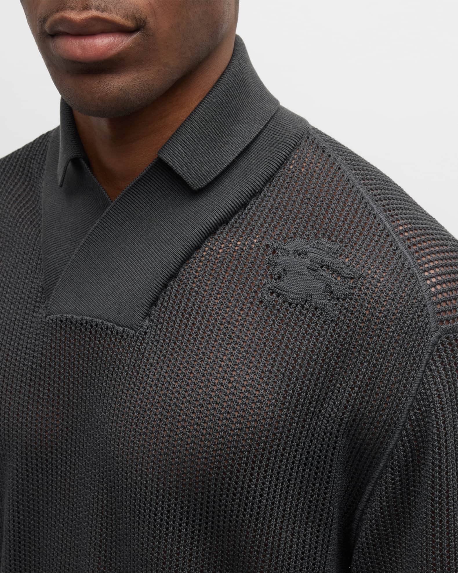 Burberry Men's Mesh Knit Polo Shirt | Neiman Marcus