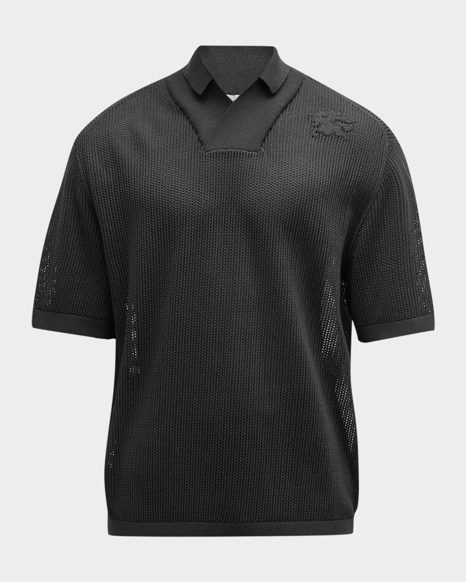 Burberry Men's Mesh Knit Polo Shirt | Neiman Marcus