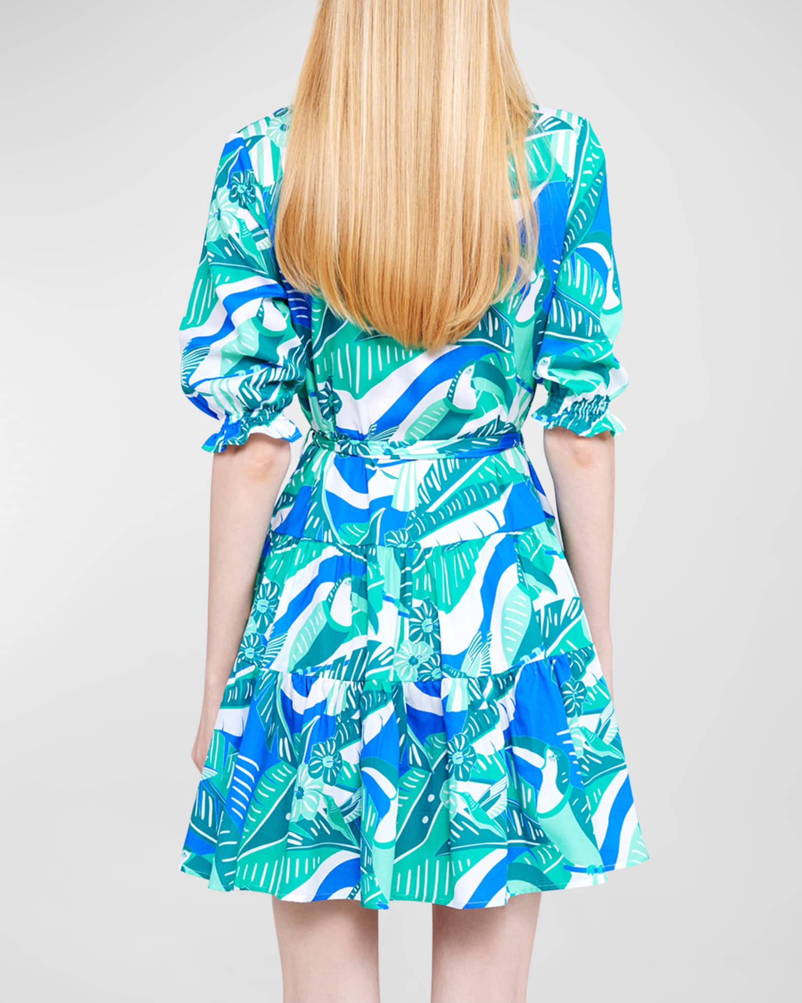 Paolita Blue Lagoon Ruffle Mini Dress | Neiman Marcus