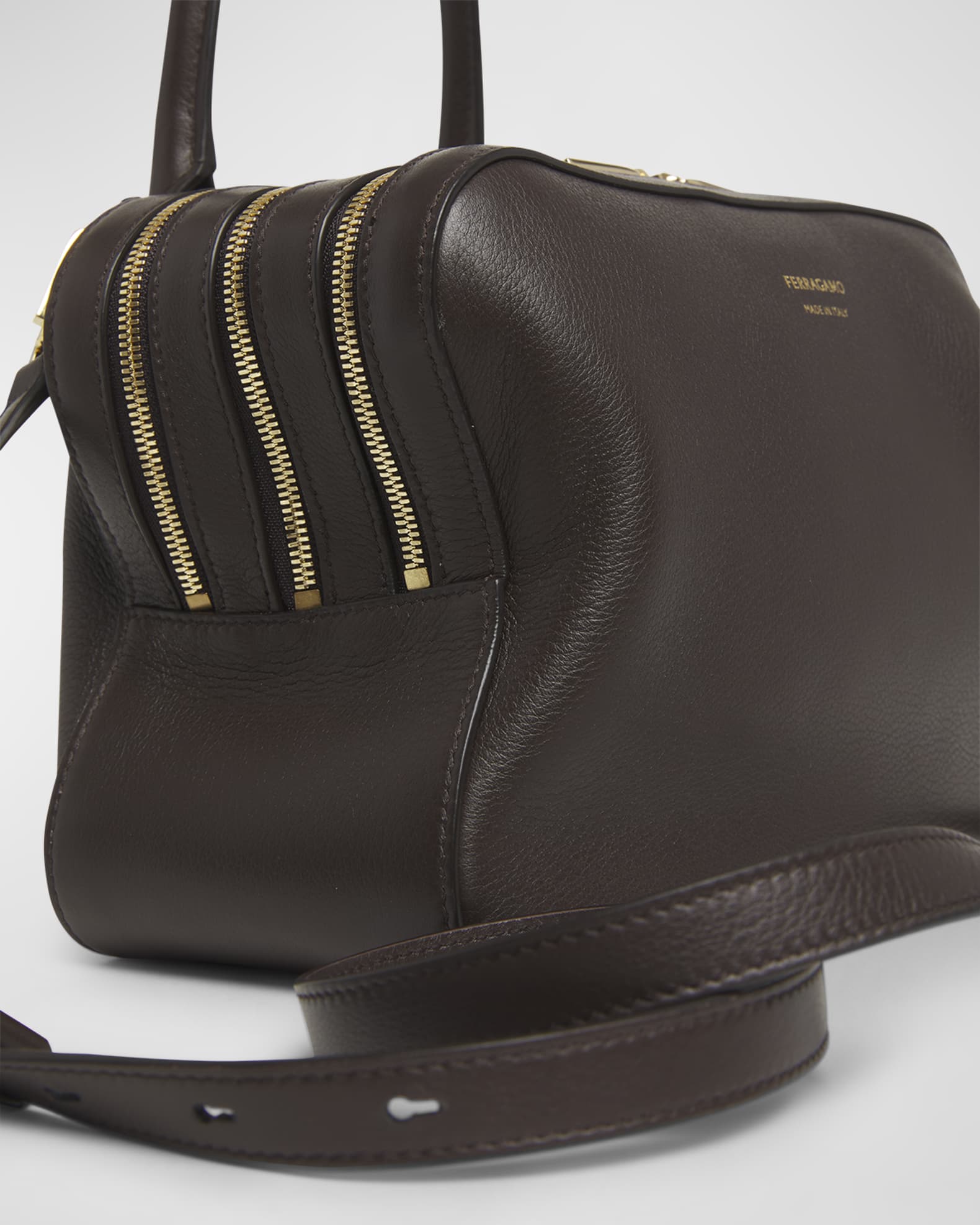 Ferragamo Star Triple Zip Leather Top-Handle Bag | Neiman Marcus