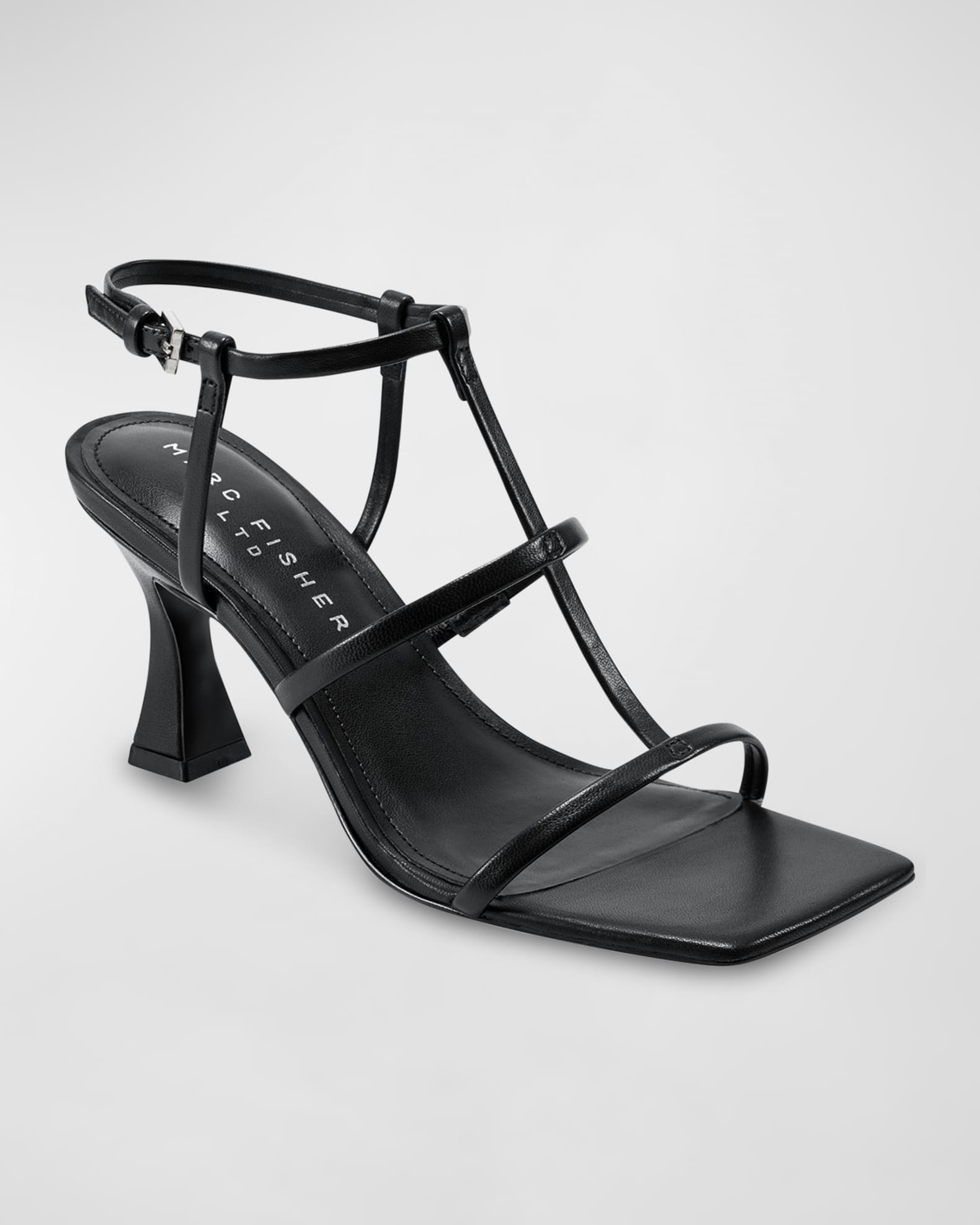 Marc Fisher LTD Dennie Leather T-Strap Slingback Sandals | Neiman Marcus
