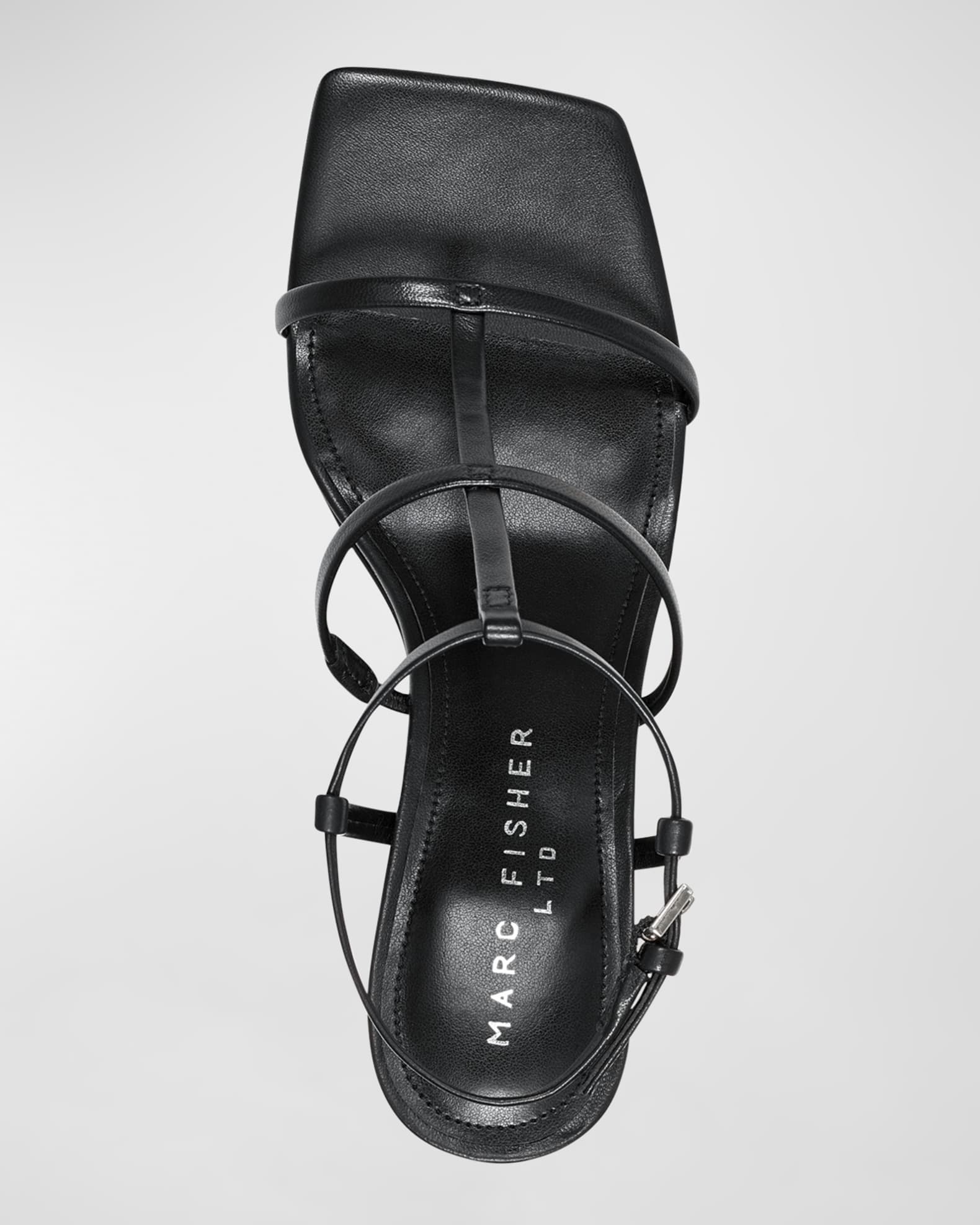 Marc Fisher LTD Dennie Leather T-Strap Slingback Sandals | Neiman Marcus