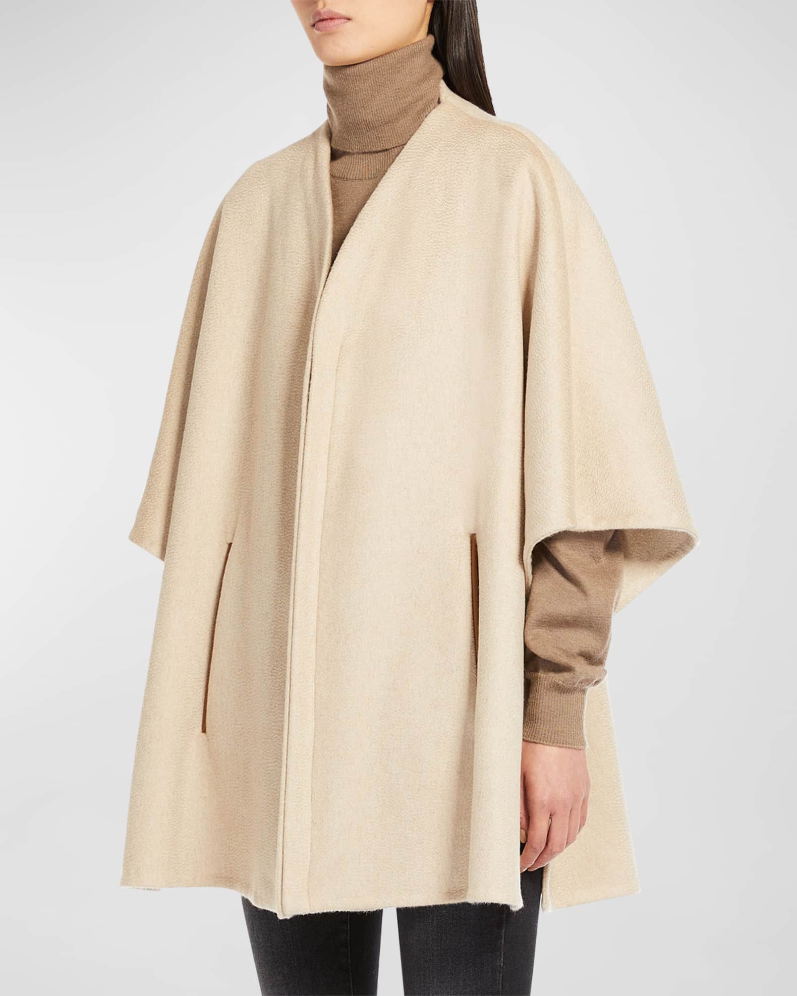 Max Mara Aris Cashmere & Leather Cape | Neiman Marcus