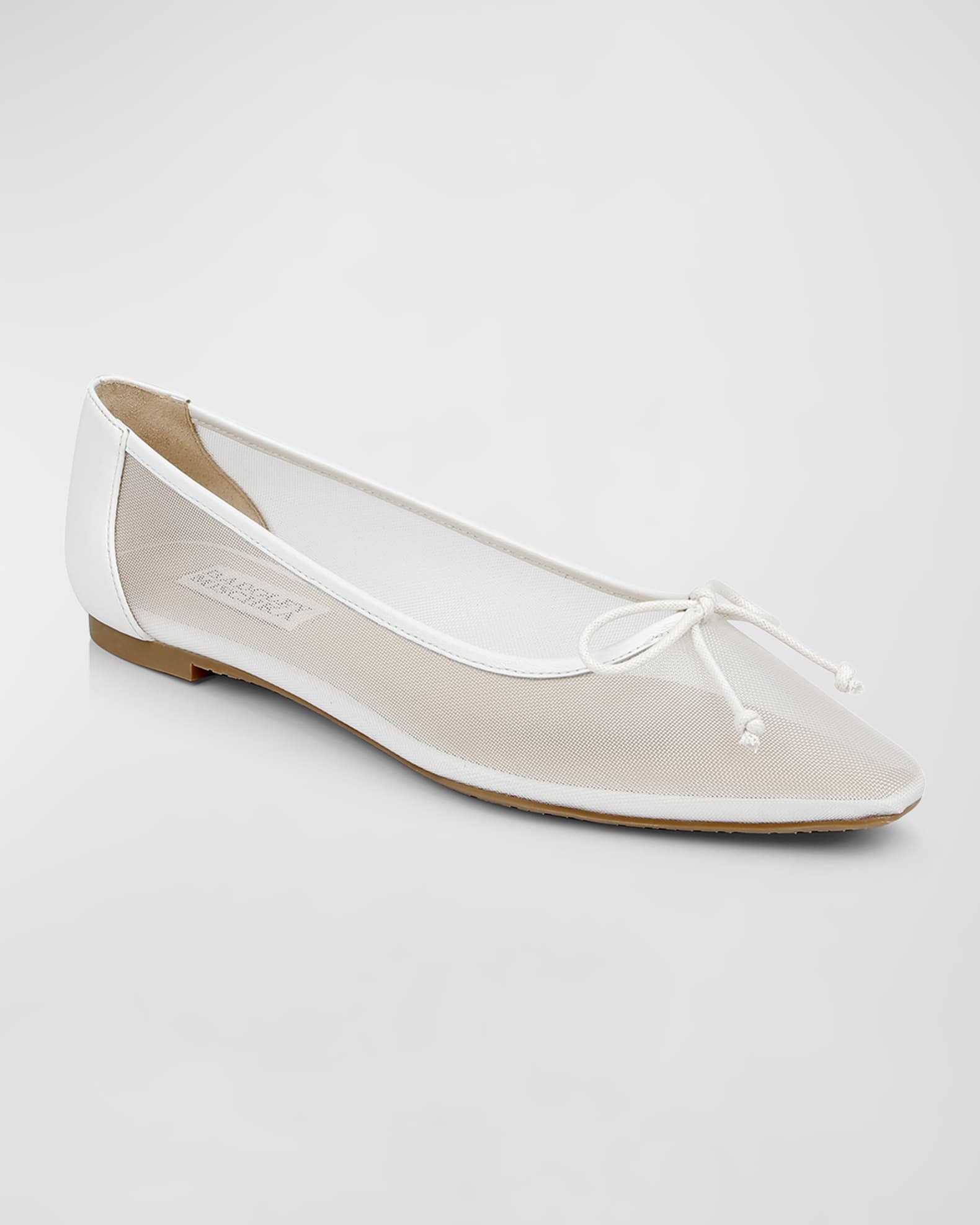 Badgley Mischka Cam Mesh Leather Bow Ballerina Flats | Neiman Marcus