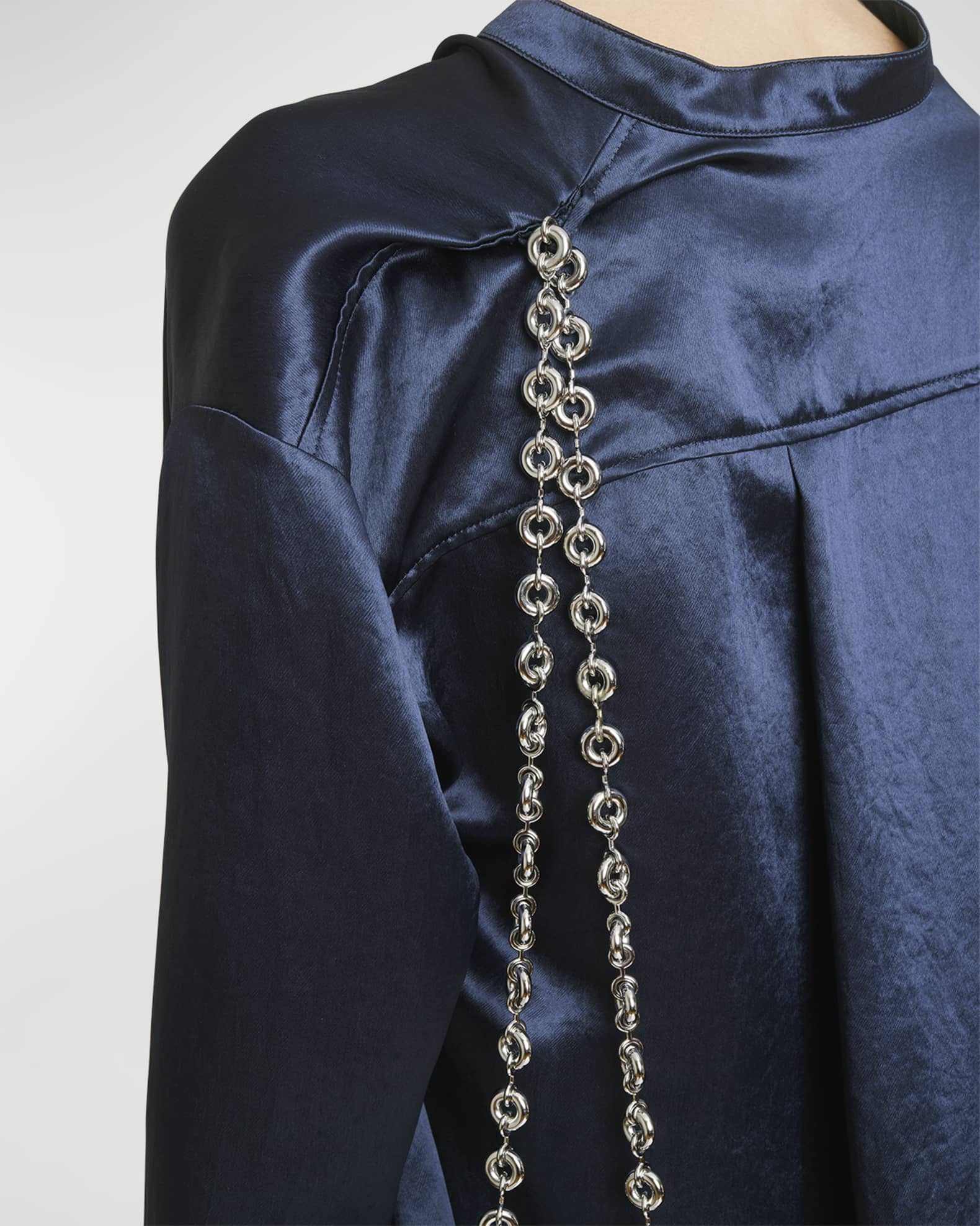 Loewe Draped Chain Mini Shirtdress | Neiman Marcus