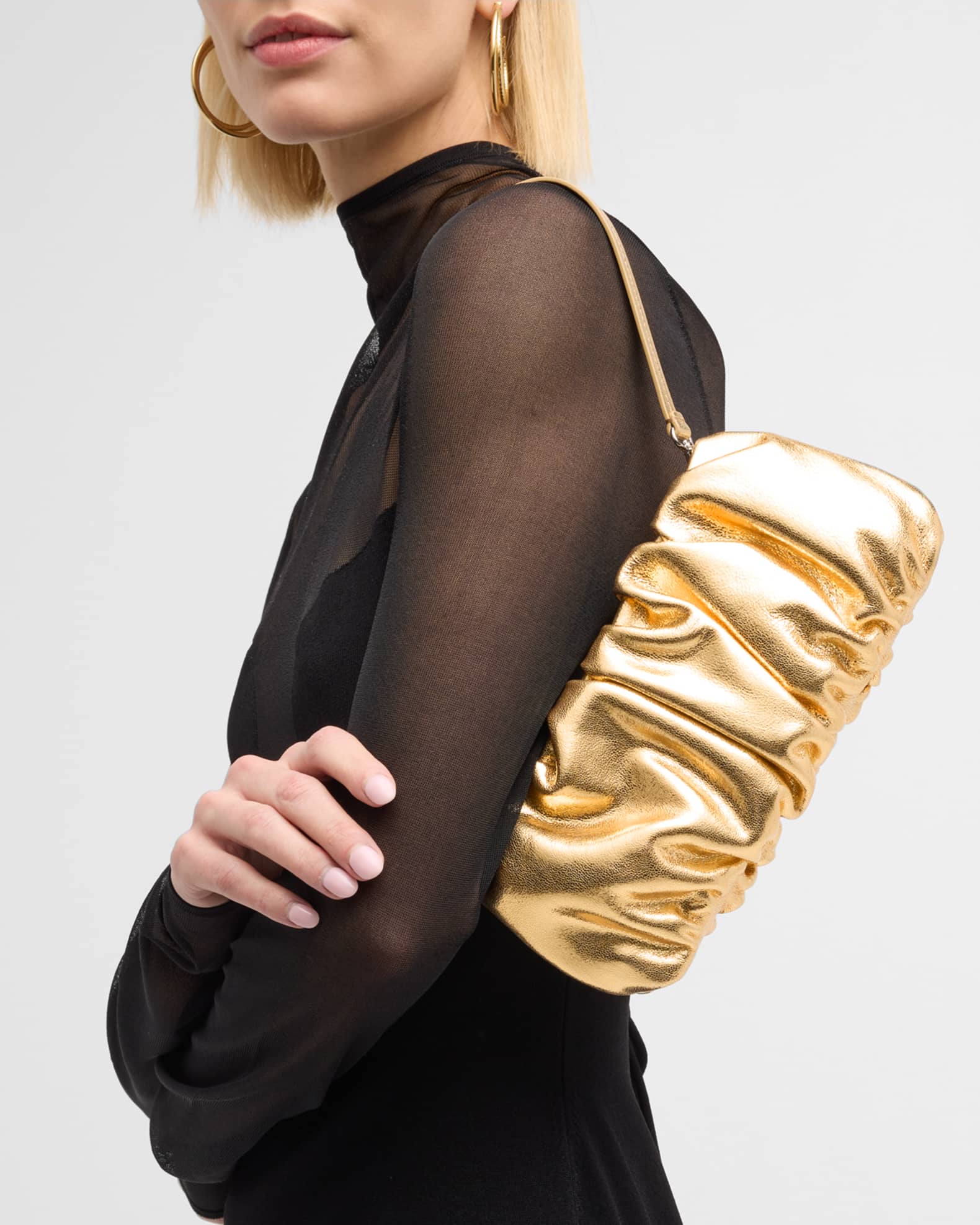 STAUD Bean Convertible Metallic Shoulder Bag | Neiman Marcus