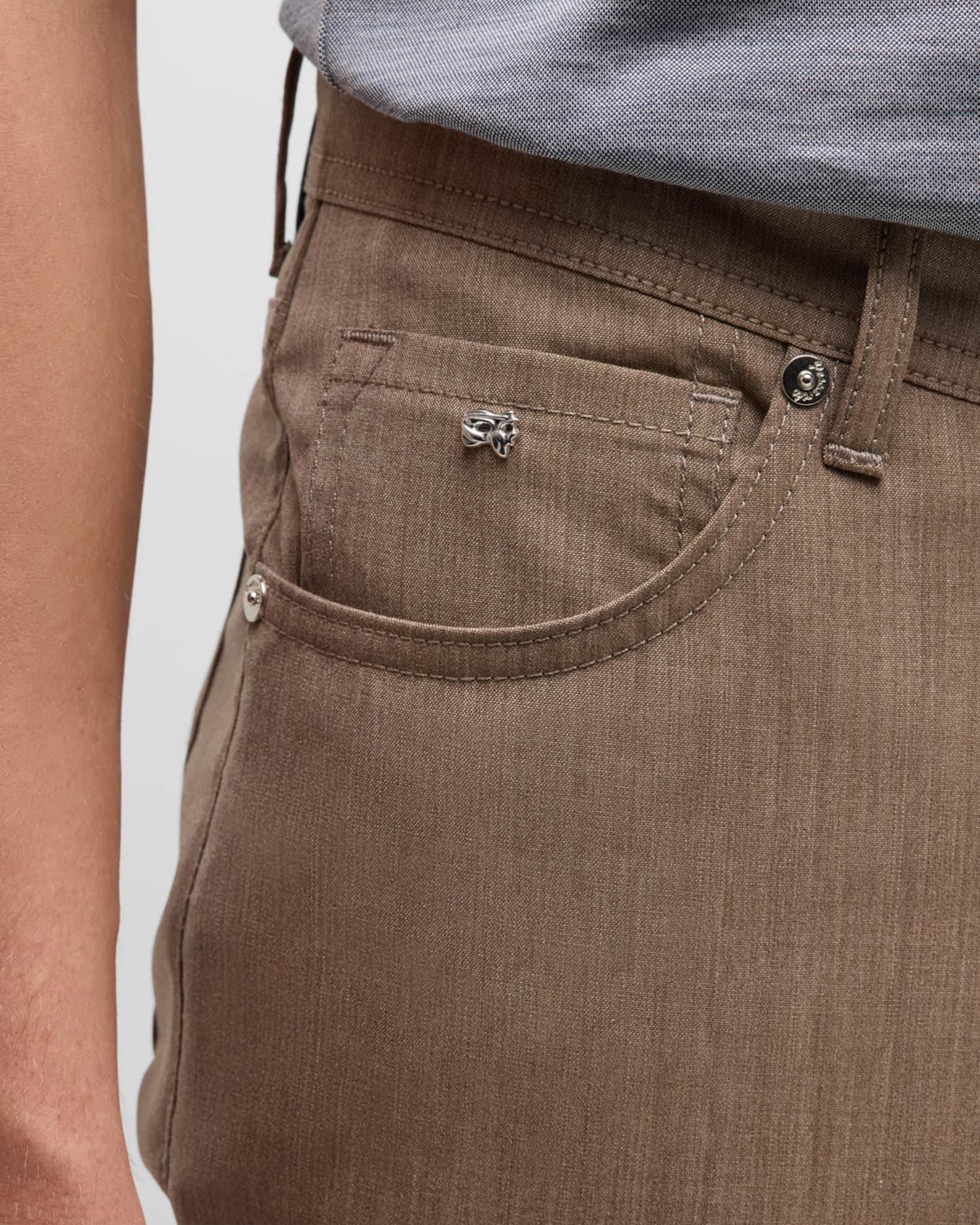 Marco Pescarolo Men's 130s Worsted Wool 5-Pocket Pants | Neiman Marcus