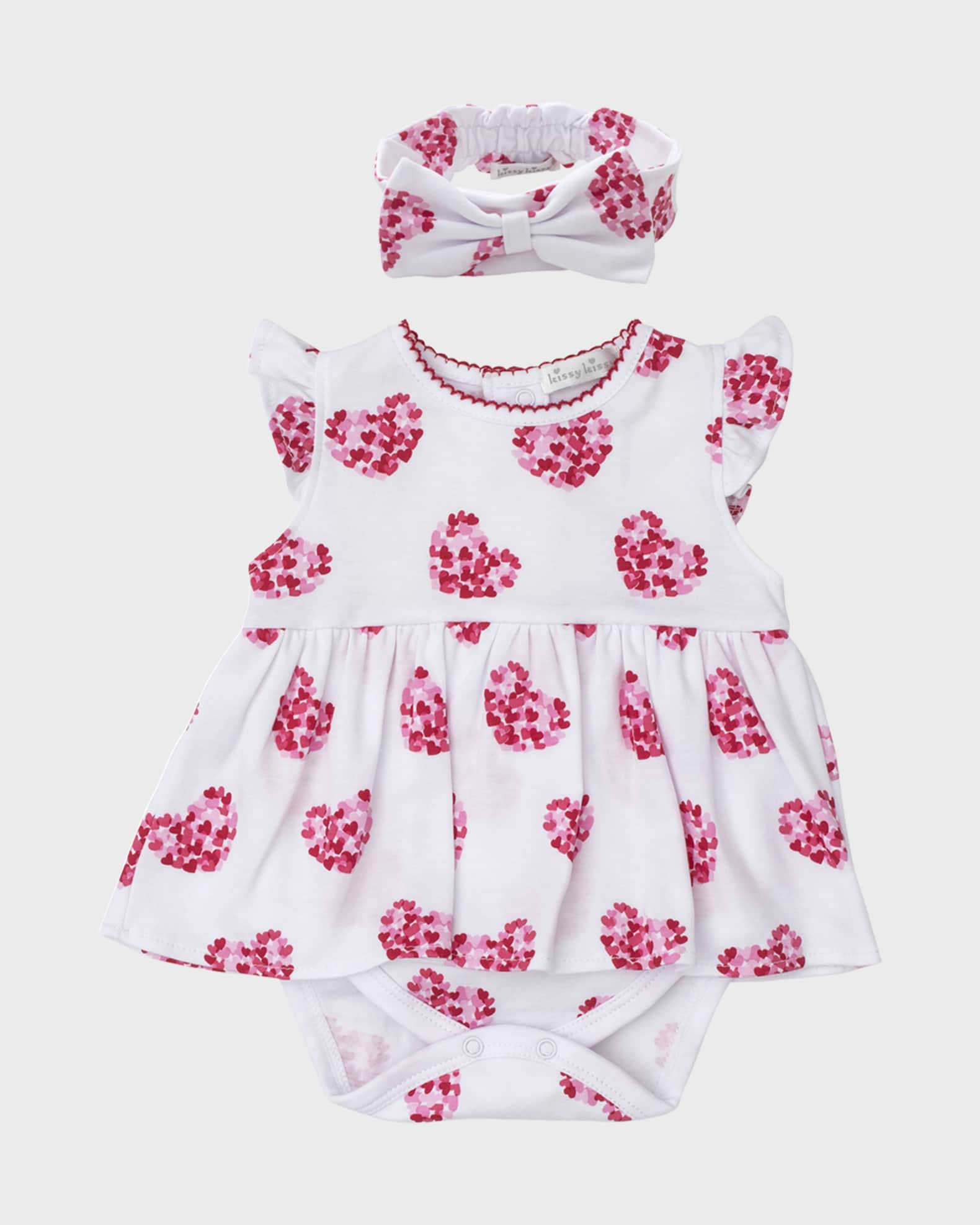 Kissy Kissy Girl's Heart of Hearts Bodysuit Dress and Headband Set ...