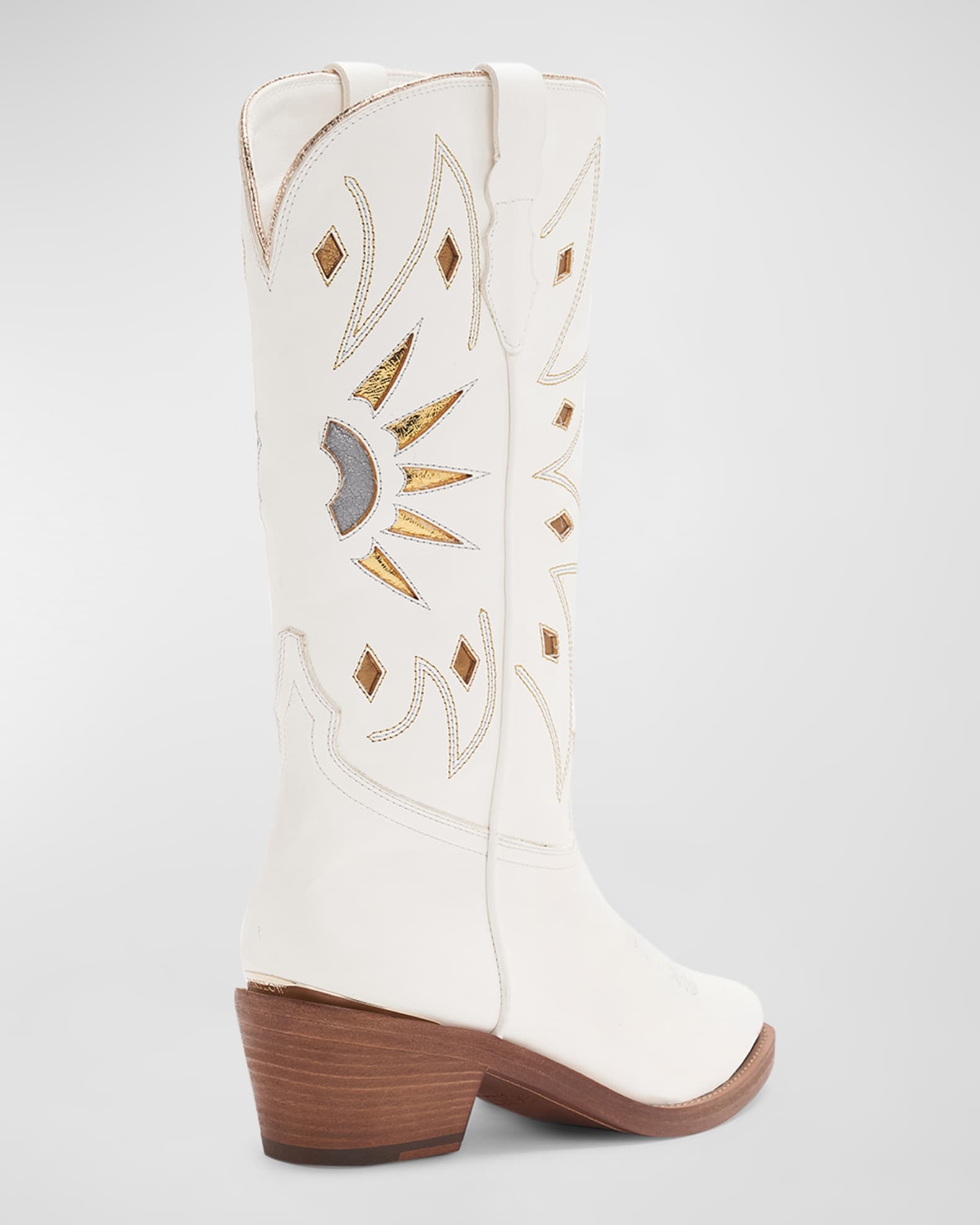 Partlow Abigail Leather Metallic Cutout Western Boots | Neiman Marcus