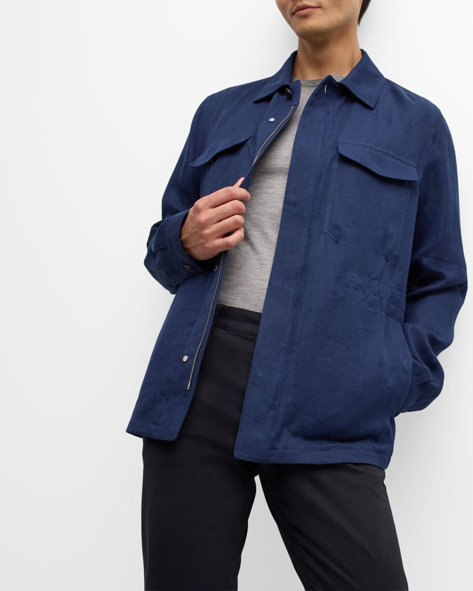 ZEGNA Men's Oasi Linen Field Jacket | Neiman Marcus