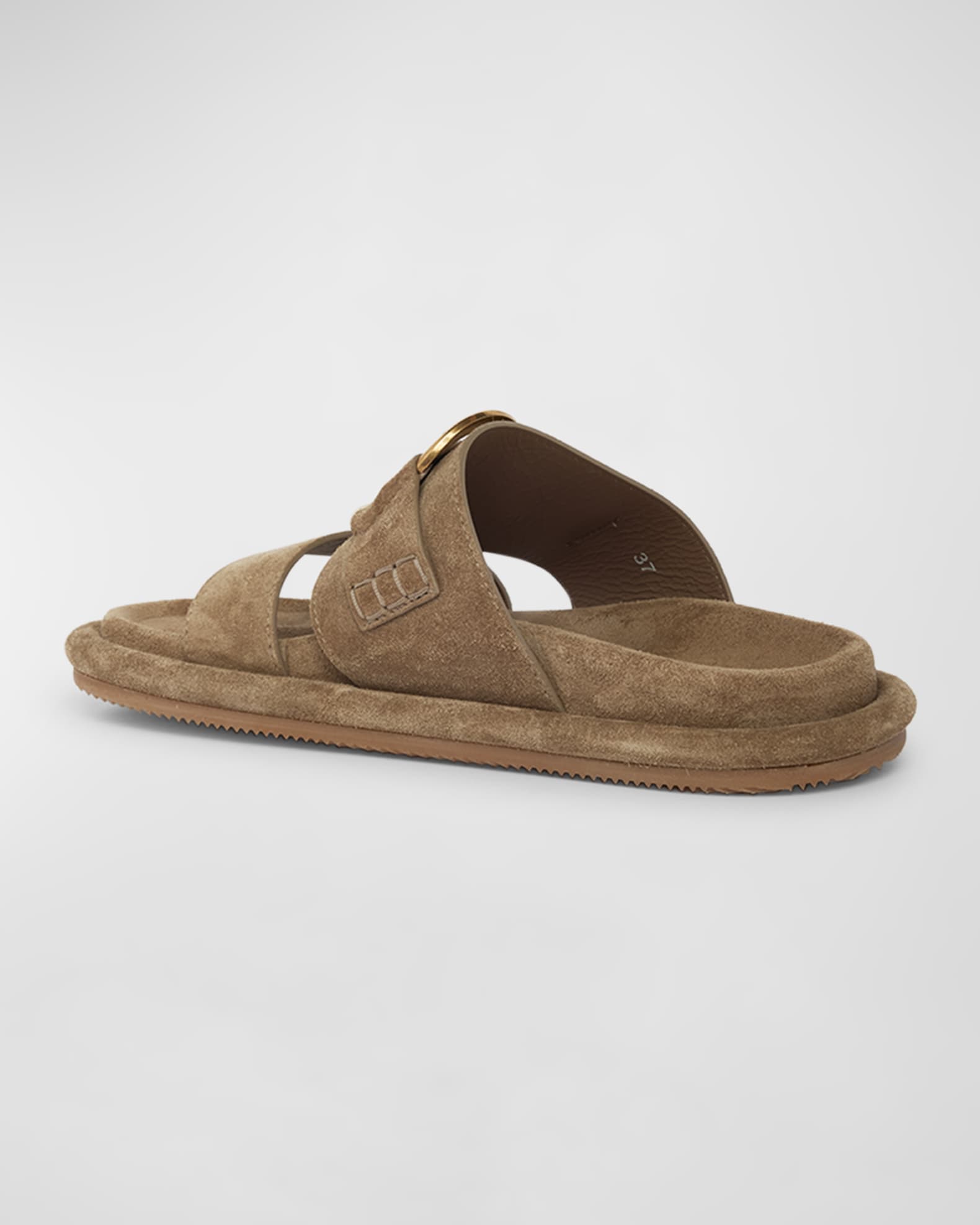 Moncler Bell Suede Logo Slide Sandals | Neiman Marcus