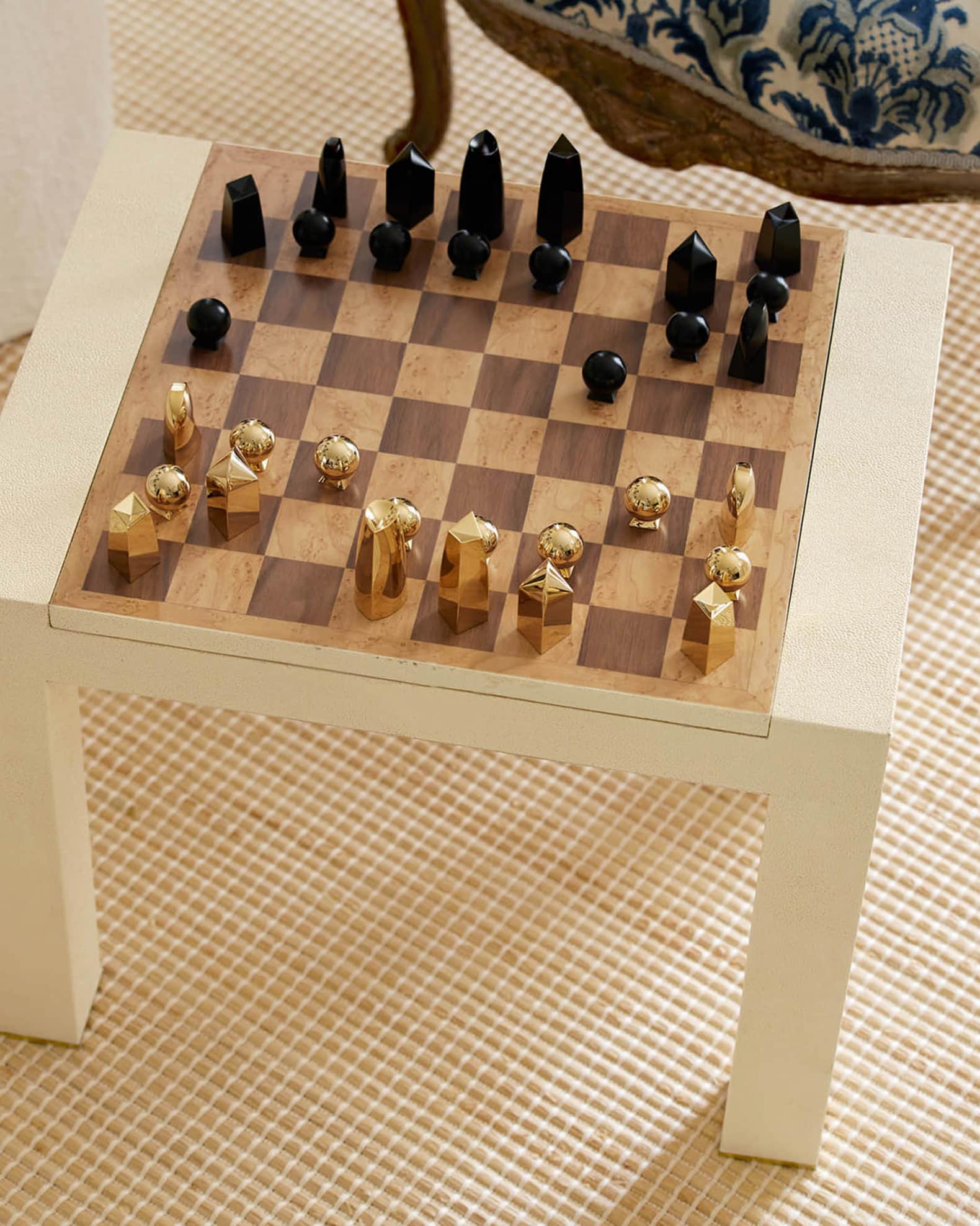 AERIN Faux Shagreen Chess Side Table | Neiman Marcus