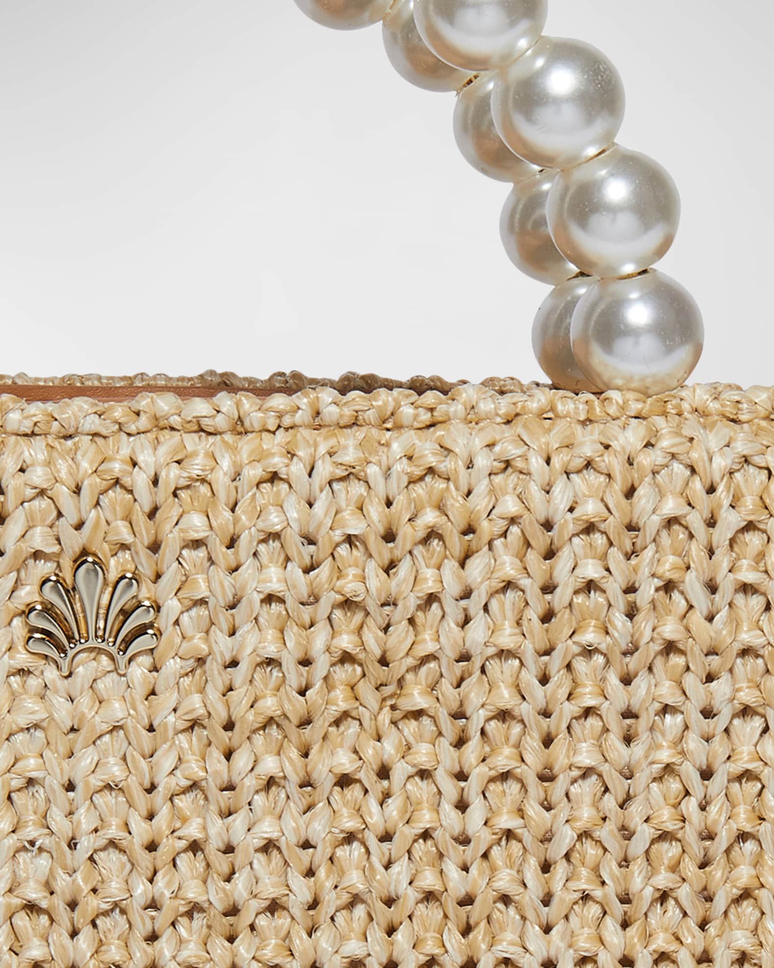 Lele Sadoughi Maya Mini Pearly Straw Tote Bag | Neiman Marcus