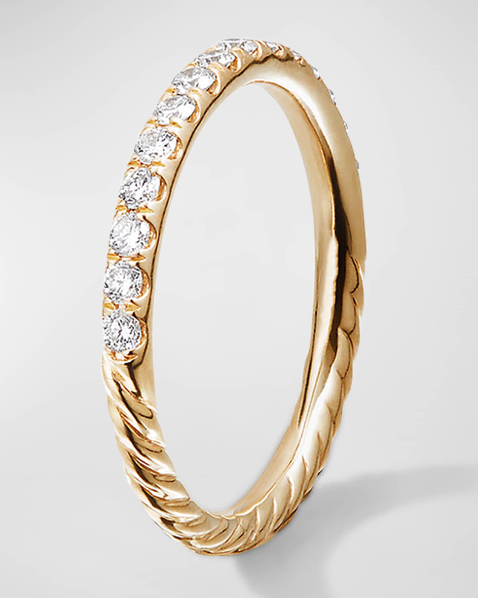 Cable Collectibles Stack Ring in 18K Yellow Gold with Pave Diamonds ...