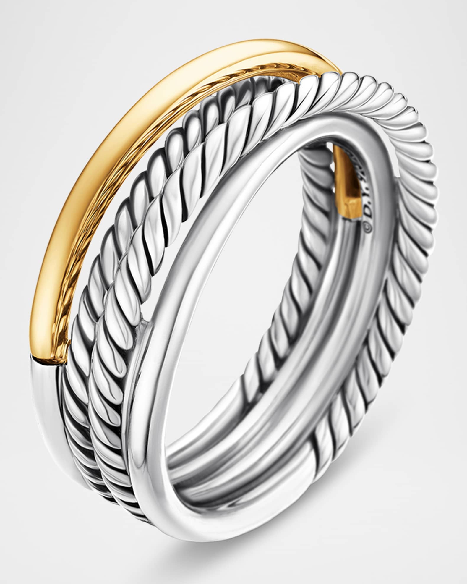 David Yurman Crossover Band Ring in Silver with 18K Gold, 6.8mm, Size 9 ...