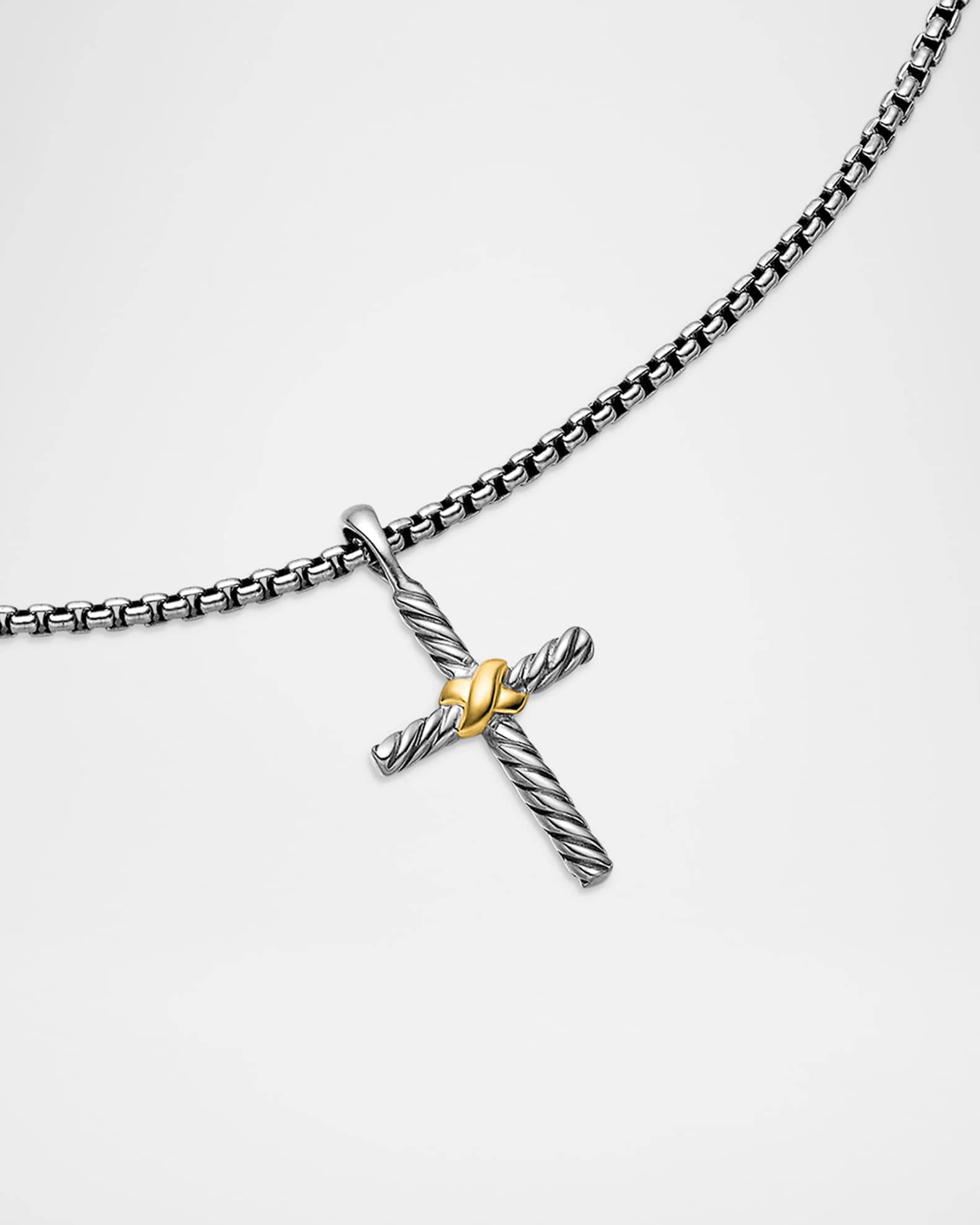David Yurman Petite X Cross Necklace in Silver with 14K Gold, 24mm, 14 ...