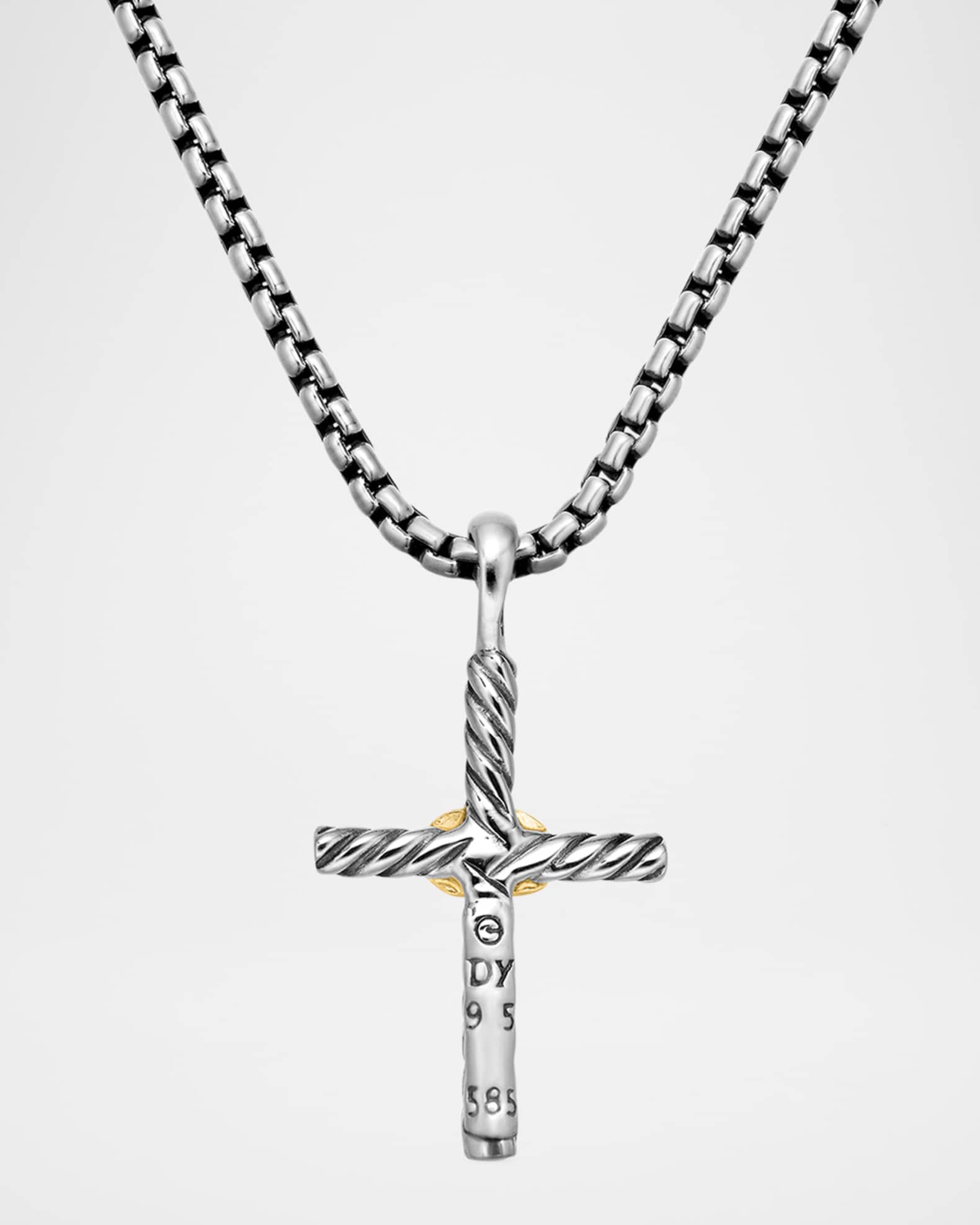 David Yurman Petite X Cross Necklace in Silver with 14K Gold, 24mm, 14 ...