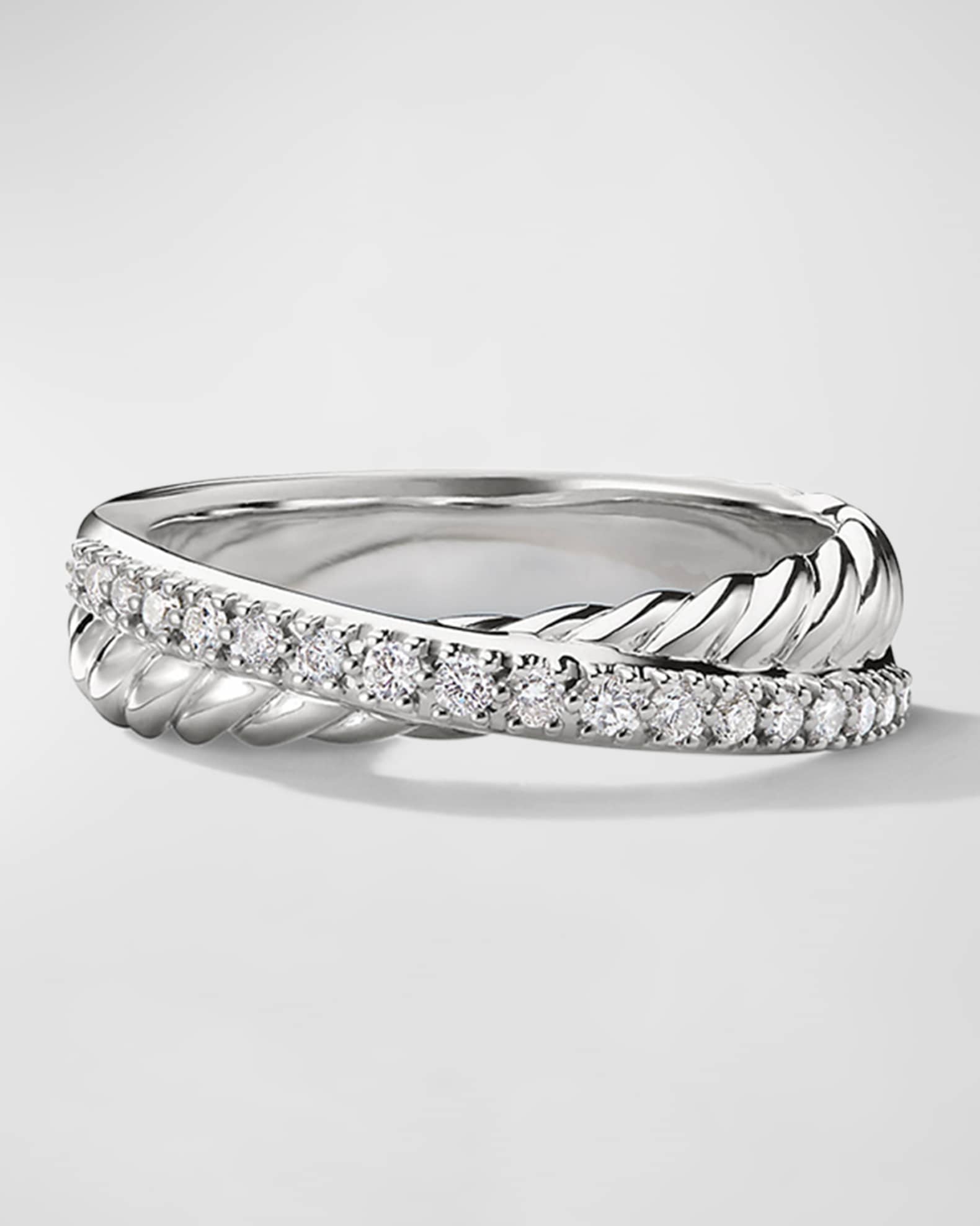 David Yurman Crossover Band Ring with Diamonds in Silver, 5.3mm ...