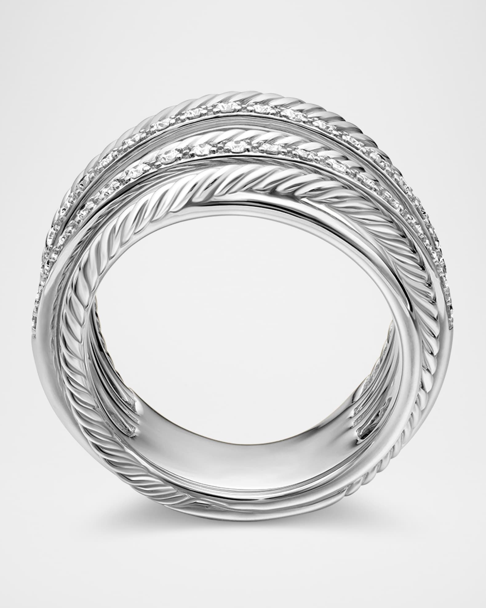 David Yurman Crossover Ring with Diamonds in Silver, 17.8mm, Size 10 ...