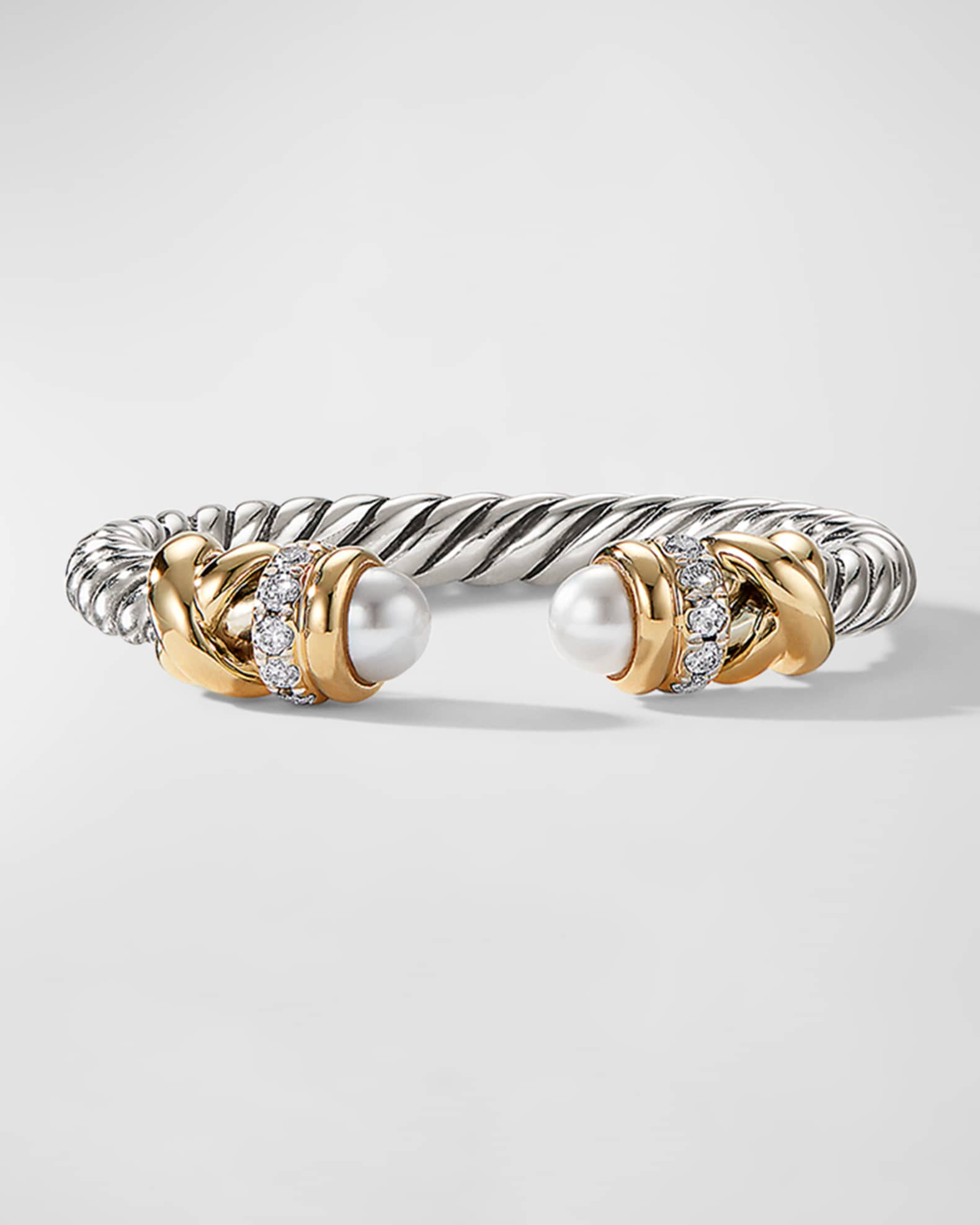 David Yurman Petite Helena Ring with Pearls and Diamonds in Silver and ...