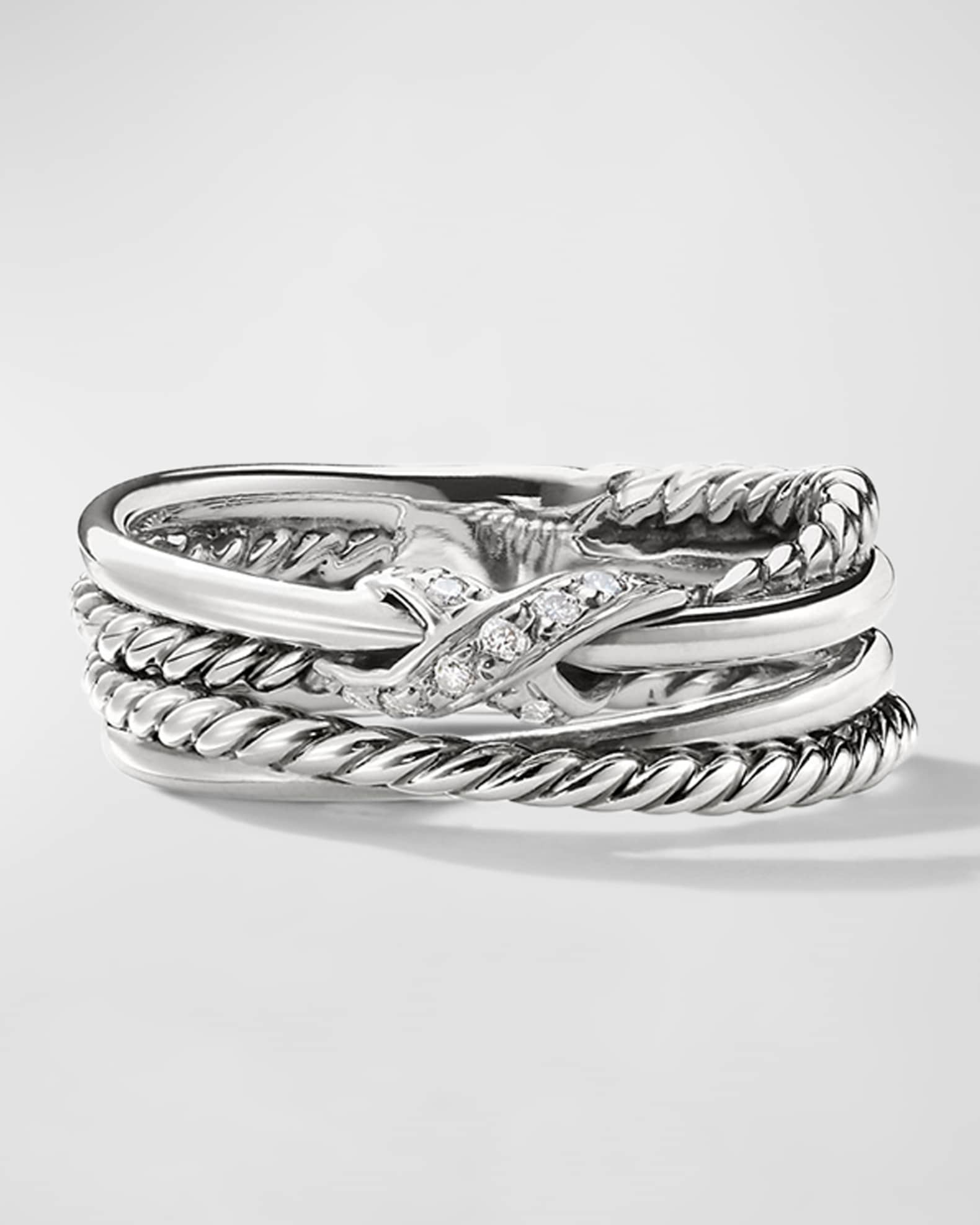David Yurman X Crossover Band Ring with Diamonds in Silver, 6mm ...