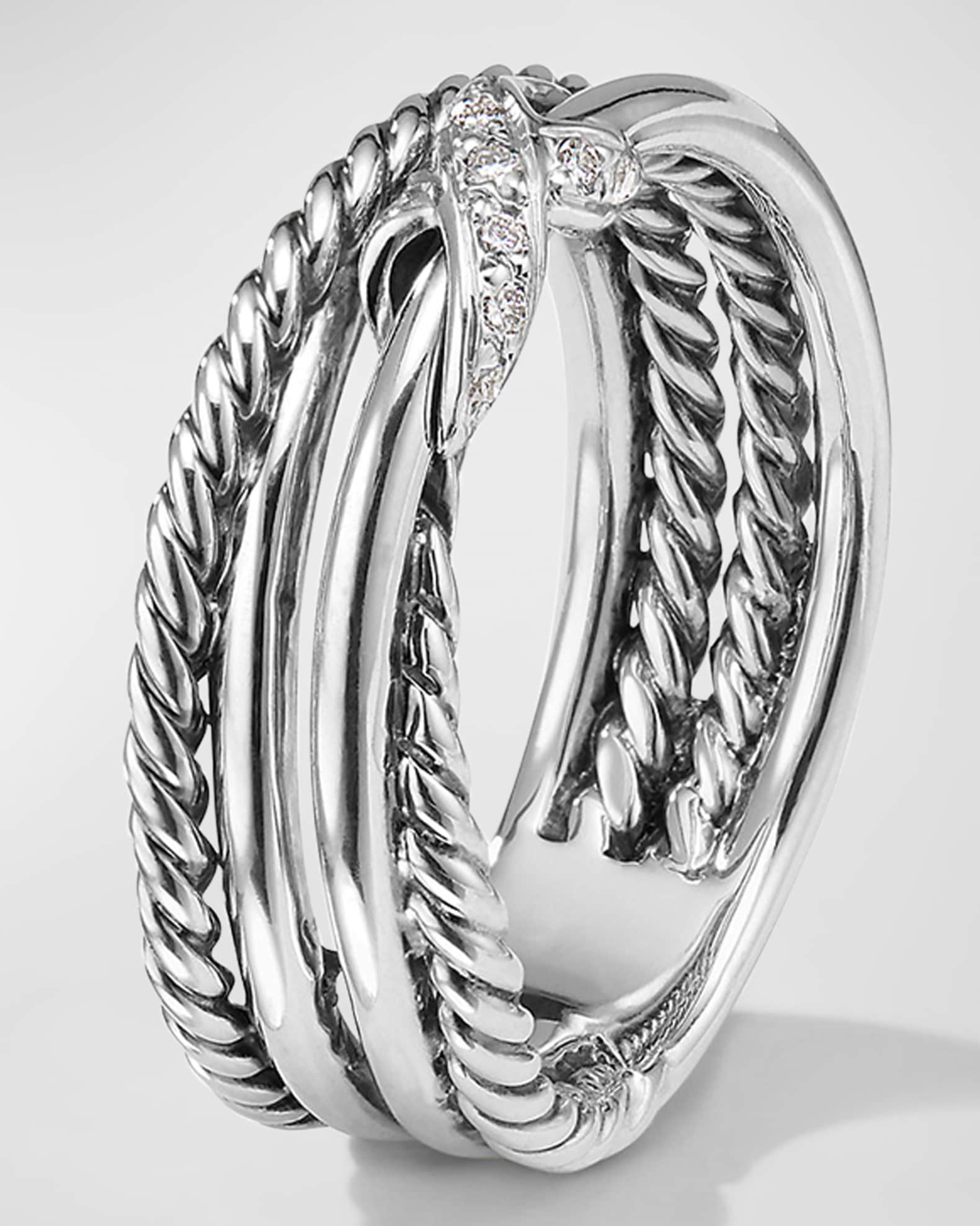 David Yurman X Crossover Band Ring with Diamonds in Silver, 6mm ...
